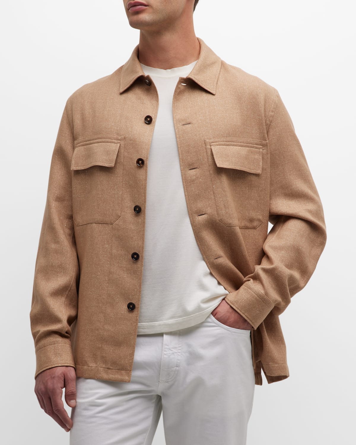 ZEGNA Men's Cashmere Oasi Overshirt | Neiman Marcus