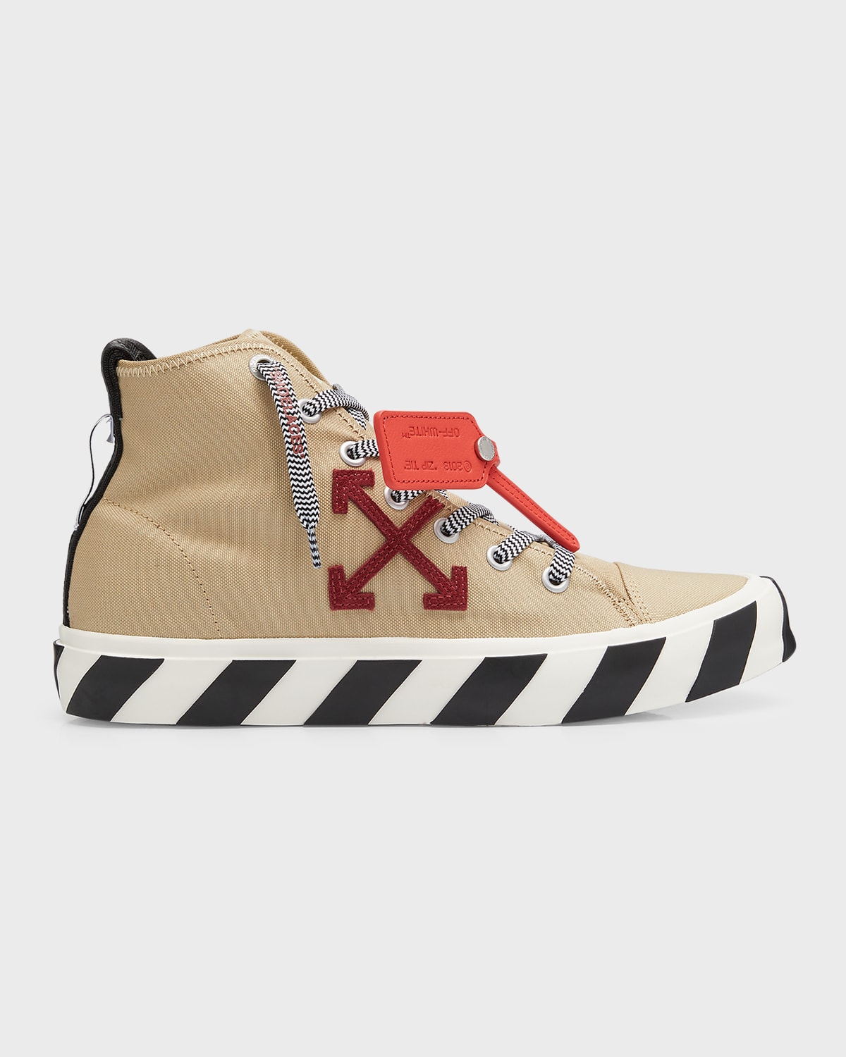 Off-White Men's Arrow Leather Vulcanized High-Top Sneakers | Neiman Marcus