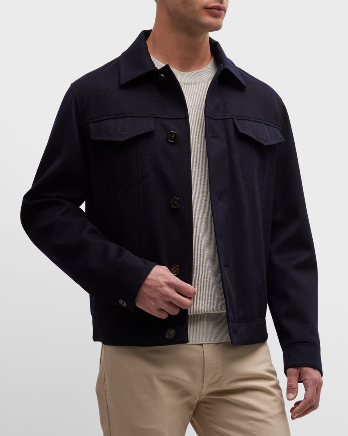 PURPLE Men's Leather Trucker Jacket | Neiman Marcus