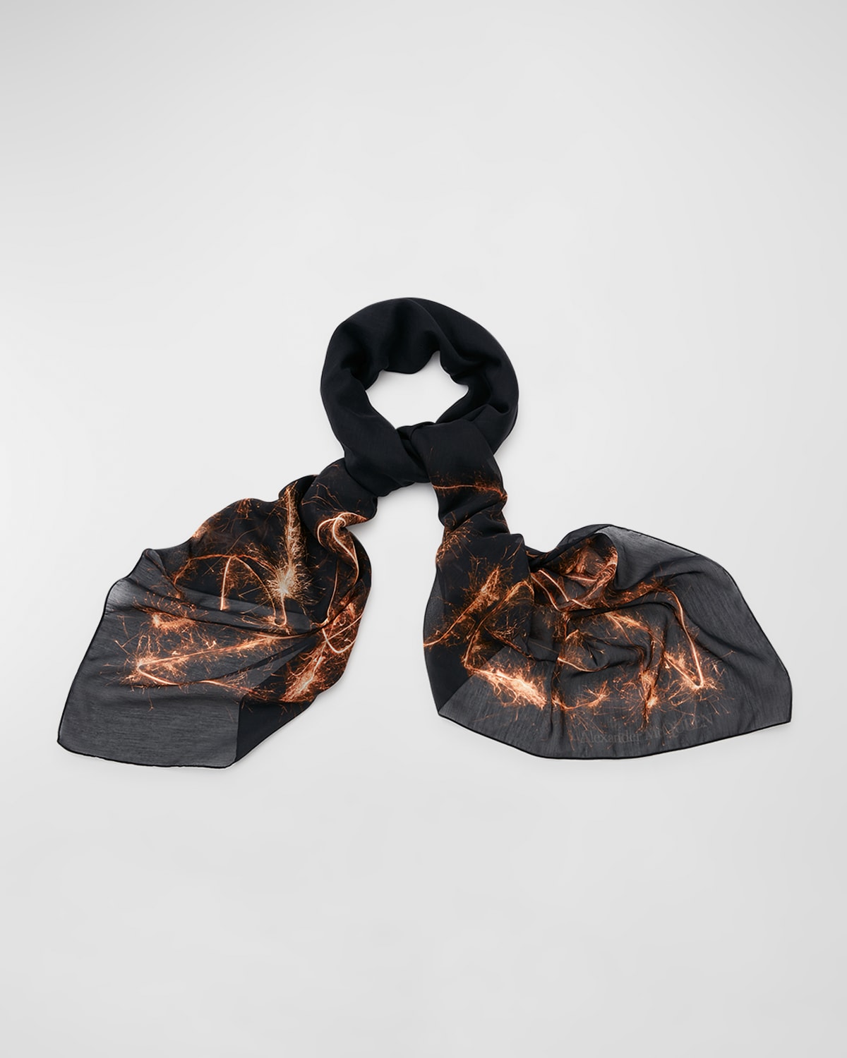 Alexander McQueen Logo Mushroom Cotton-Silk Scarf | Neiman Marcus