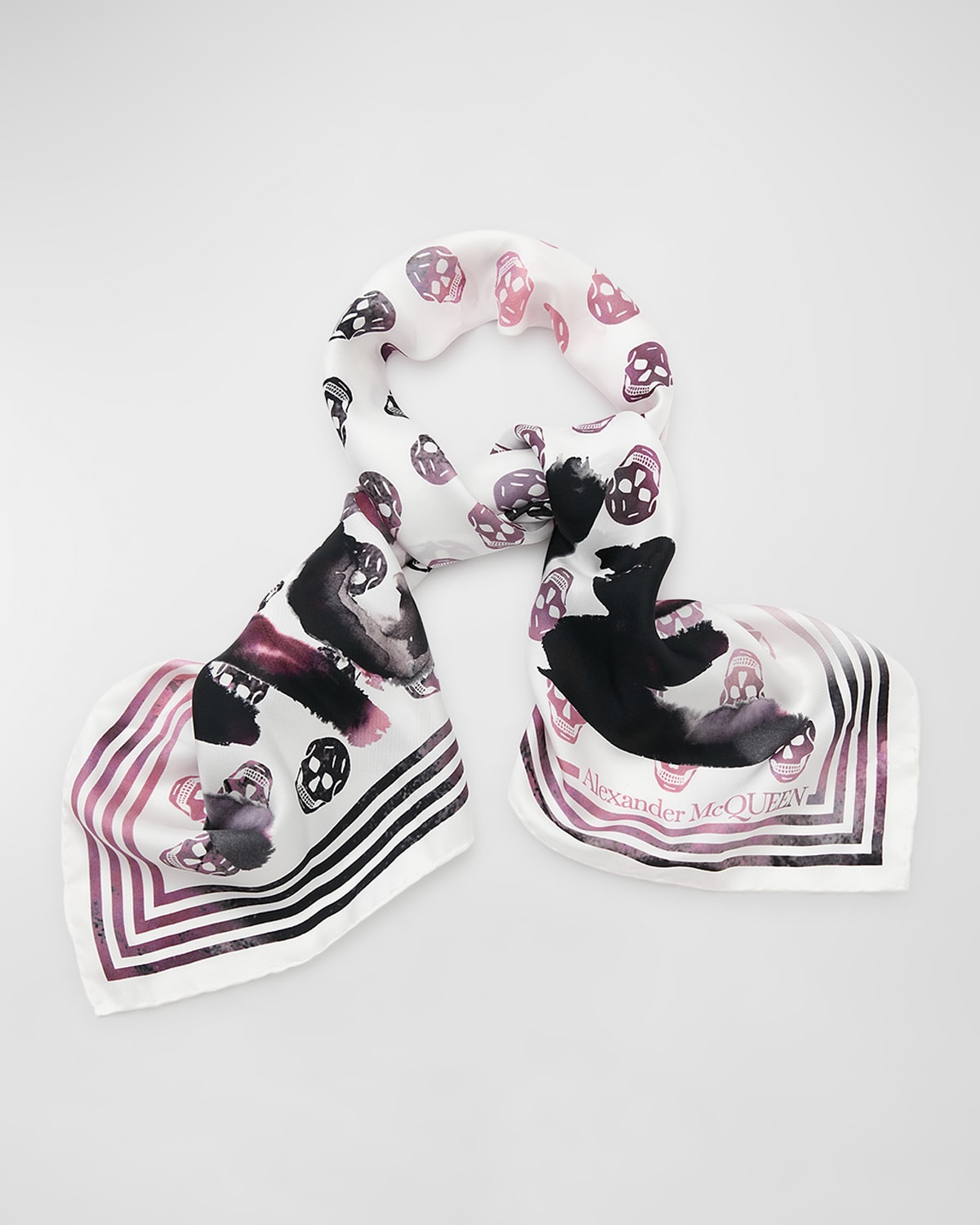 Alexander McQueen Men's Graffiti Biker Silk Scarf | Neiman Marcus