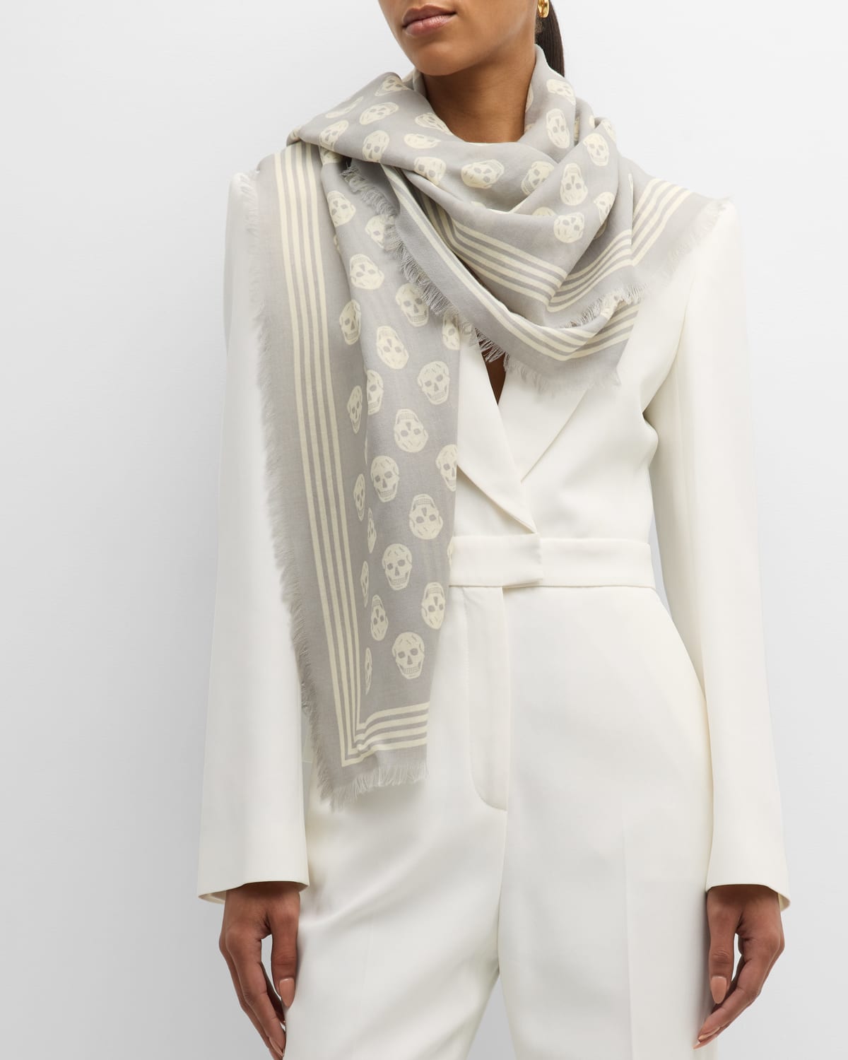 Alexander McQueen Graffiti Skull Biker Silk Twill Scarf | Neiman Marcus