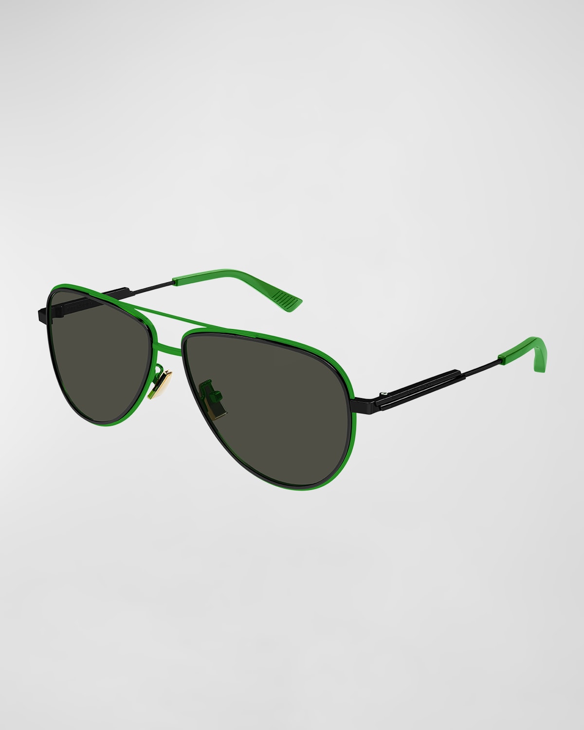 Bottega Veneta Men's Double-Bridge Metal Aviator Sunglasses | Neiman Marcus