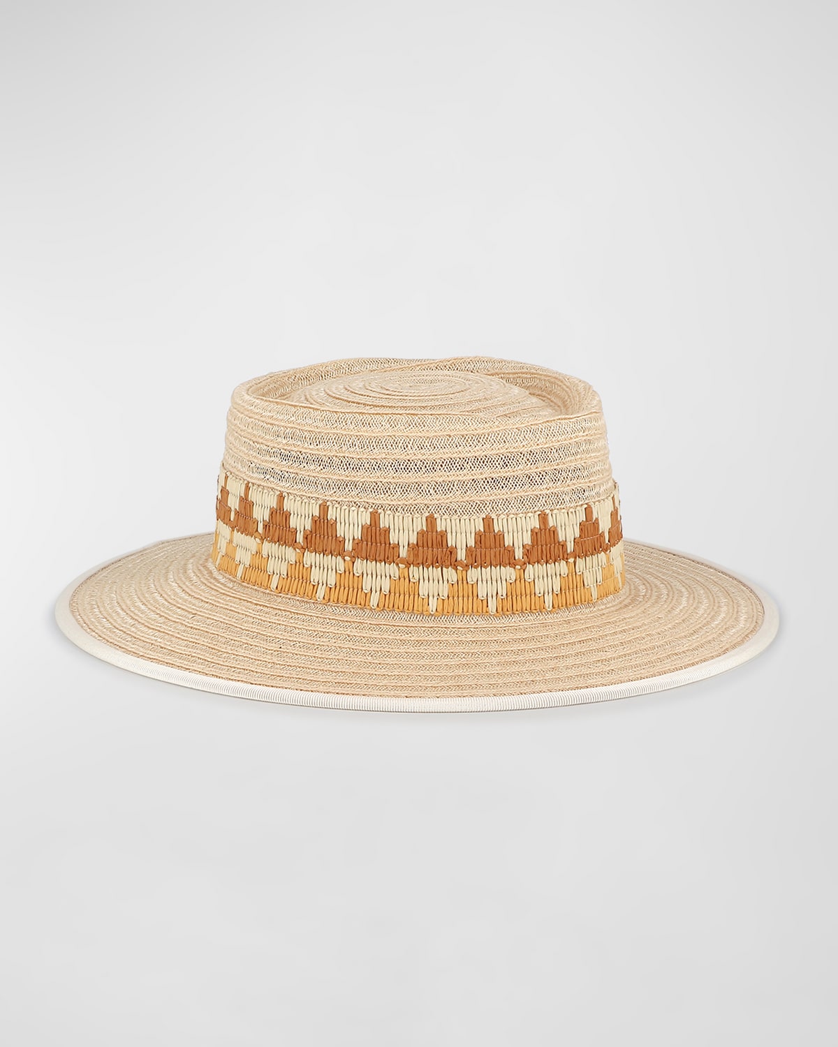 D'Estree Annie Bi-Color Wide Brim Straw Flat Top Hat | Neiman Marcus