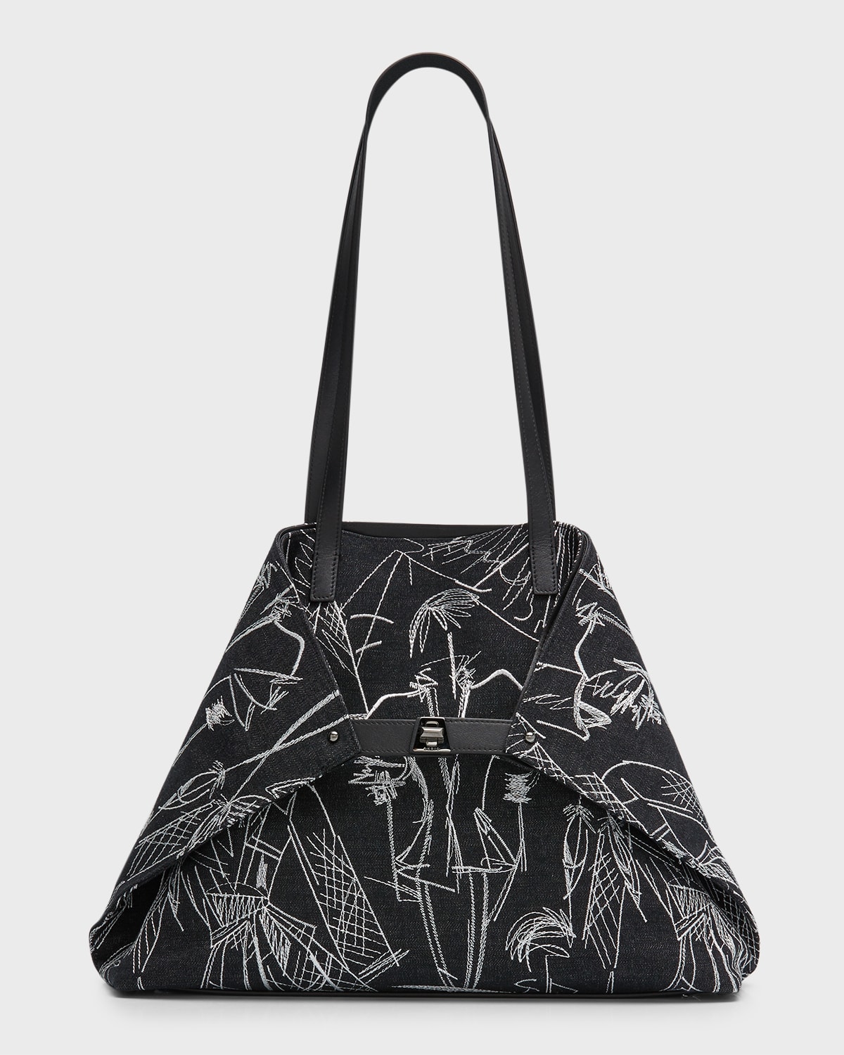 Akris Ai Medium Patchwork-Print Leather Shoulder Bag | Neiman Marcus