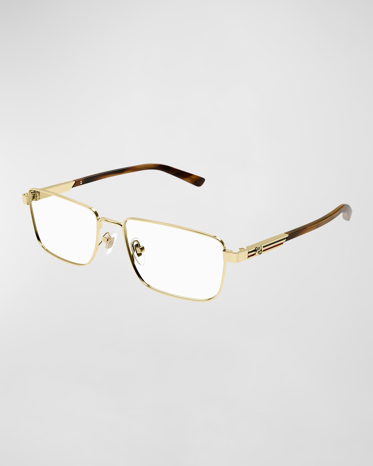 Gucci Men's Metal Rectangle Optical Glasses | Neiman Marcus
