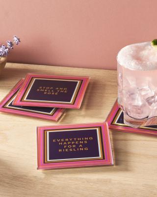 Trina Turk Cheers To You Glass Coasters, Set of 4 | Neiman Marcus
