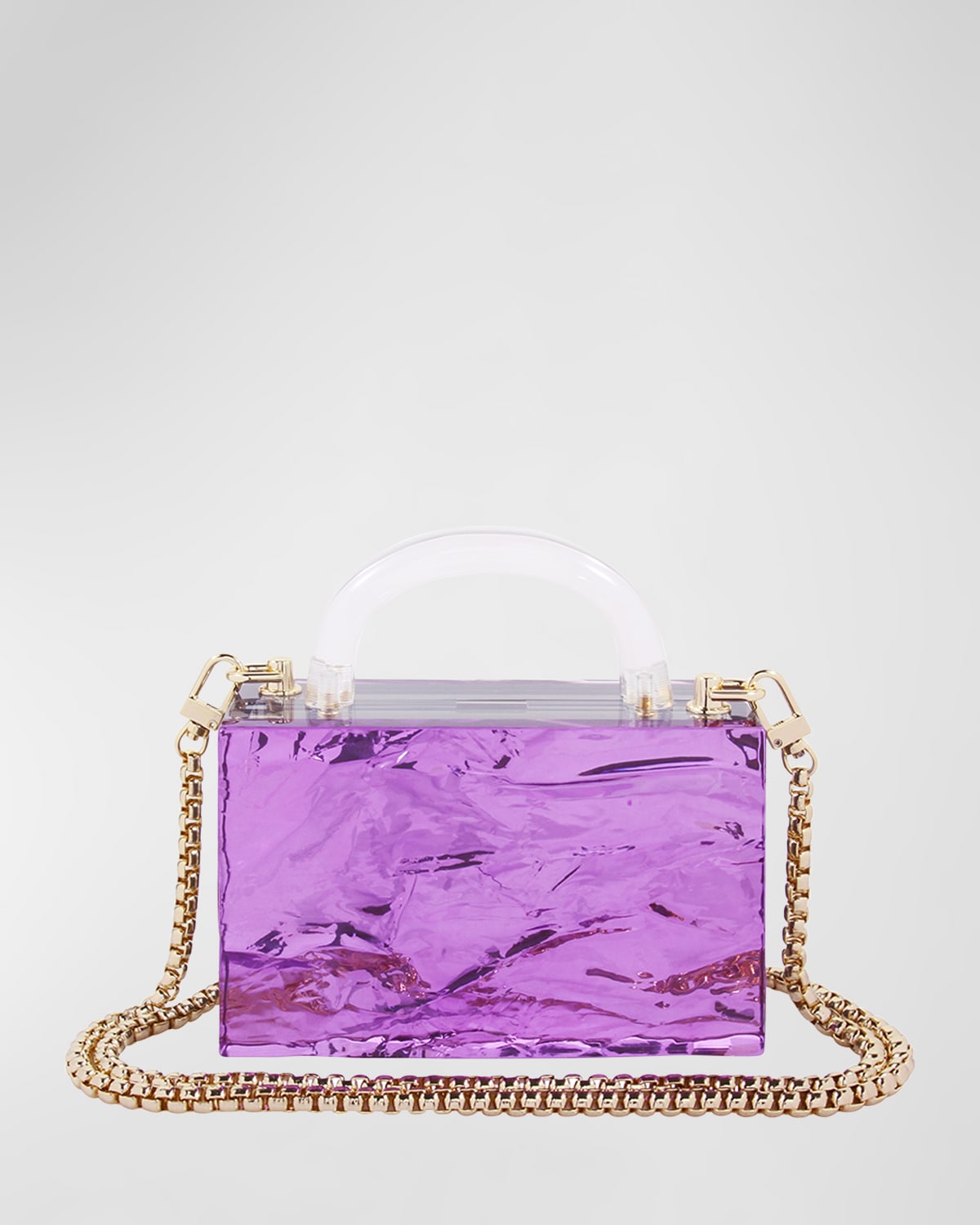 L'Afshar Eva Crushed Ice Acrylic Top-Handle Bag | Neiman Marcus