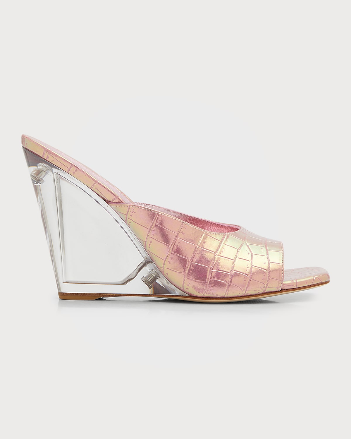 Stuart Weitzman Tia 85 Clear Wedge Heel Mule Sandals | Neiman Marcus