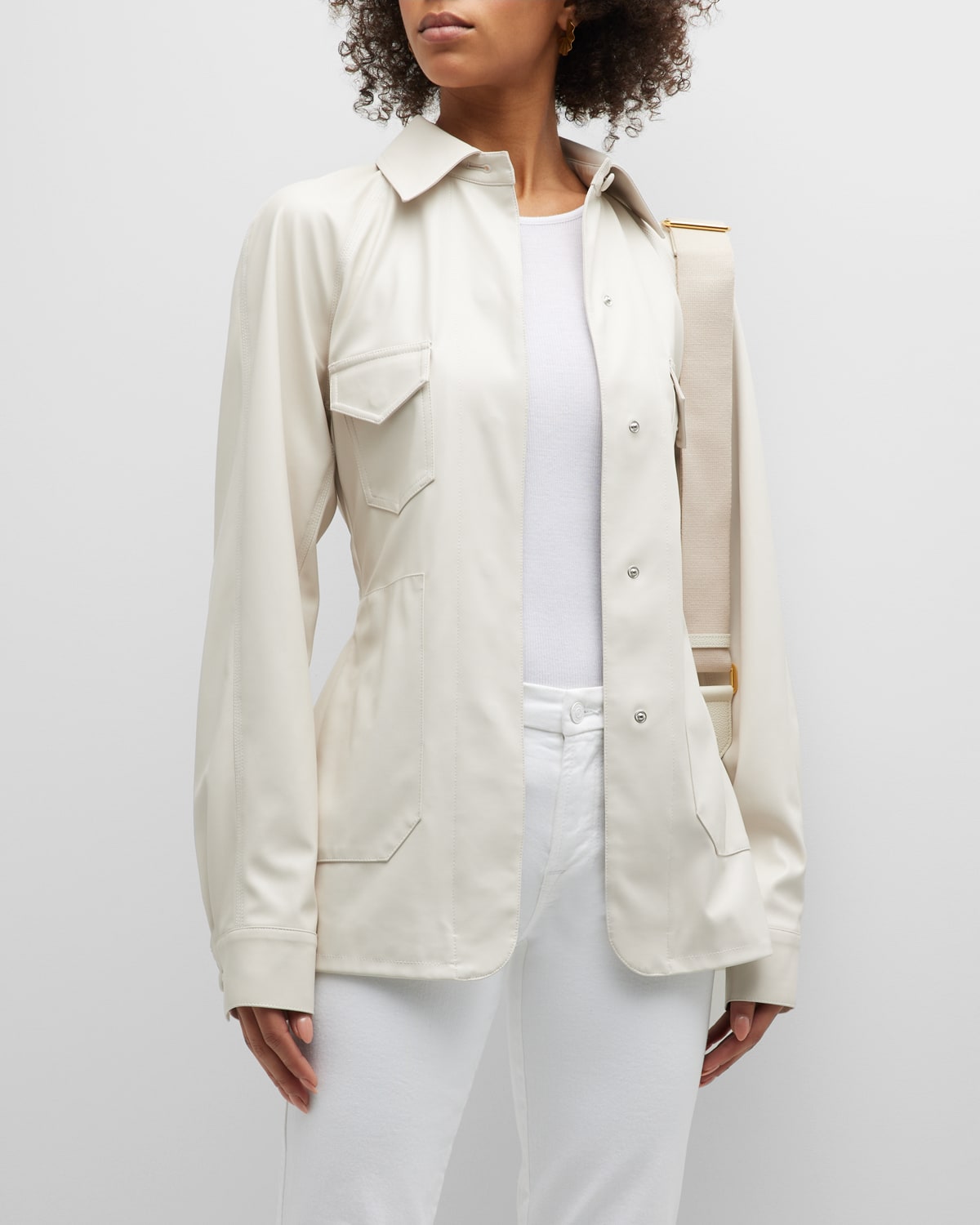 Misook Belted Vegan Leather Shirt Jacket | Neiman Marcus