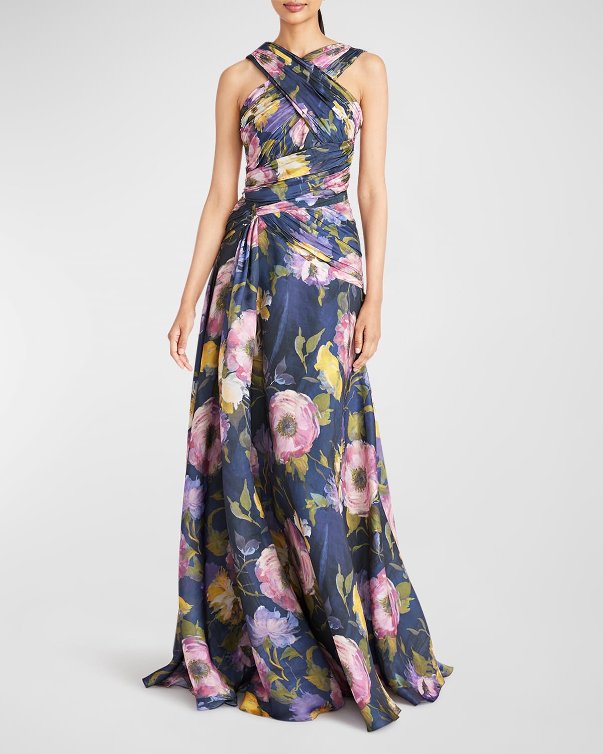 Shoshanna Strapless Floral-Print Sweetheart Gown | Neiman Marcus