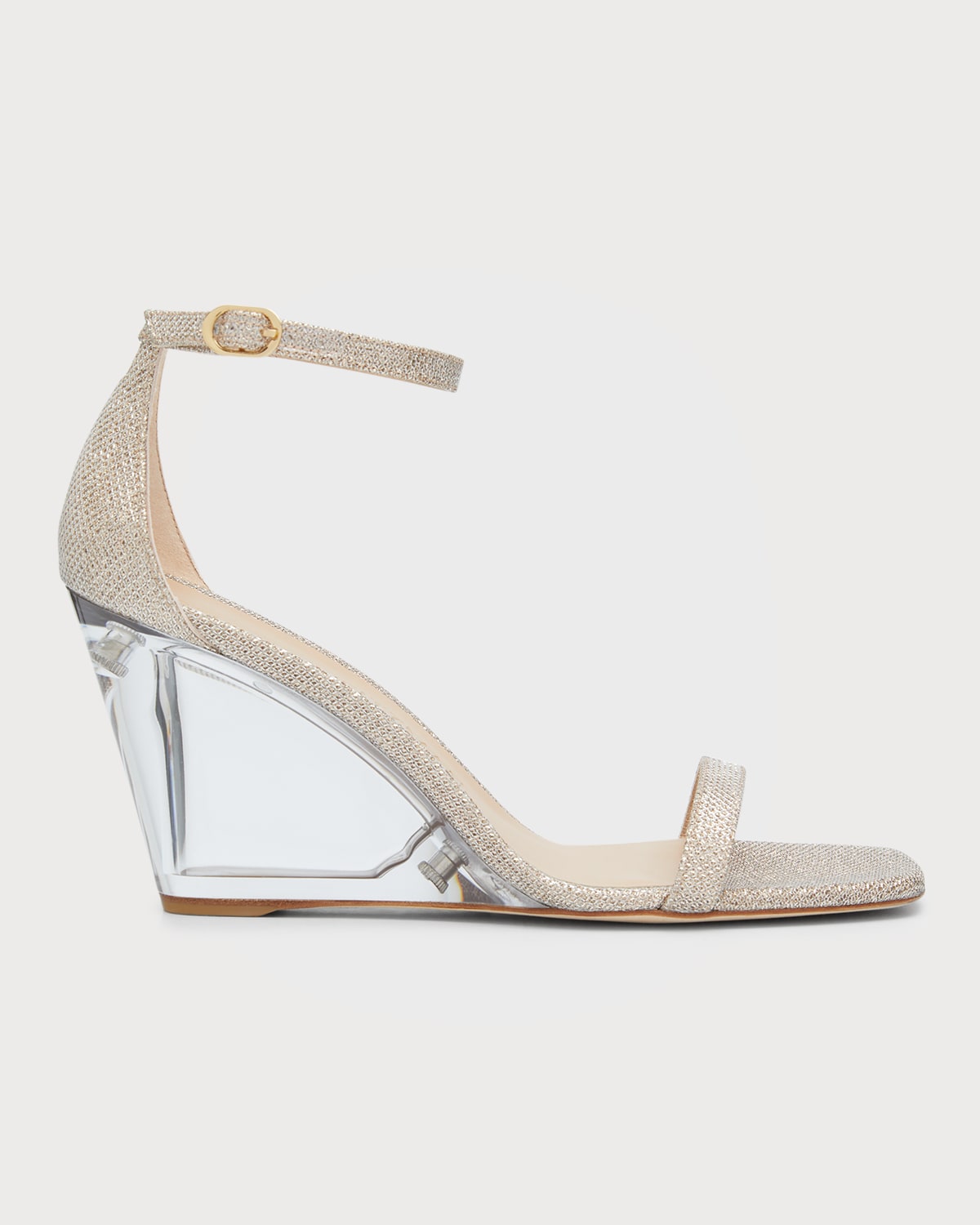 Stuart Weitzman Nudistlucite Leather Clear-Wedge Sandals | Neiman Marcus