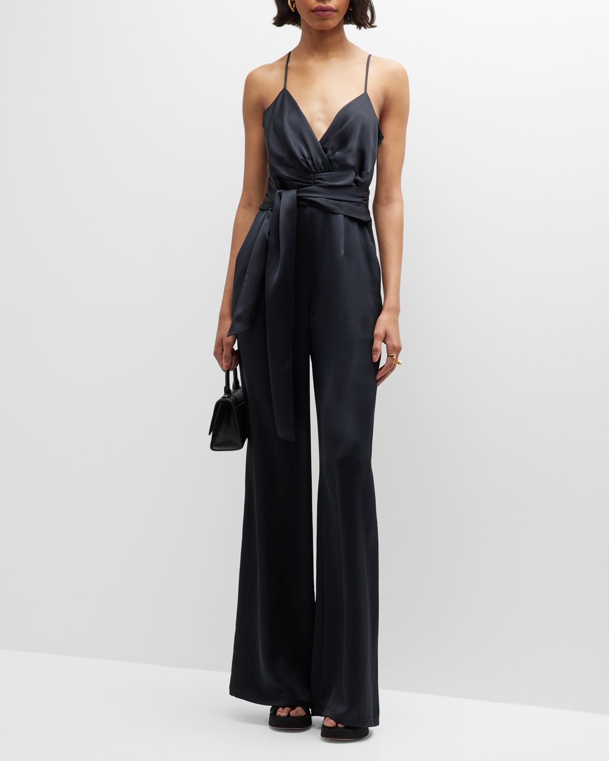 Ramy Brook Eve Deep V Neck Wide Leg Jumpsuit Neiman Marcus