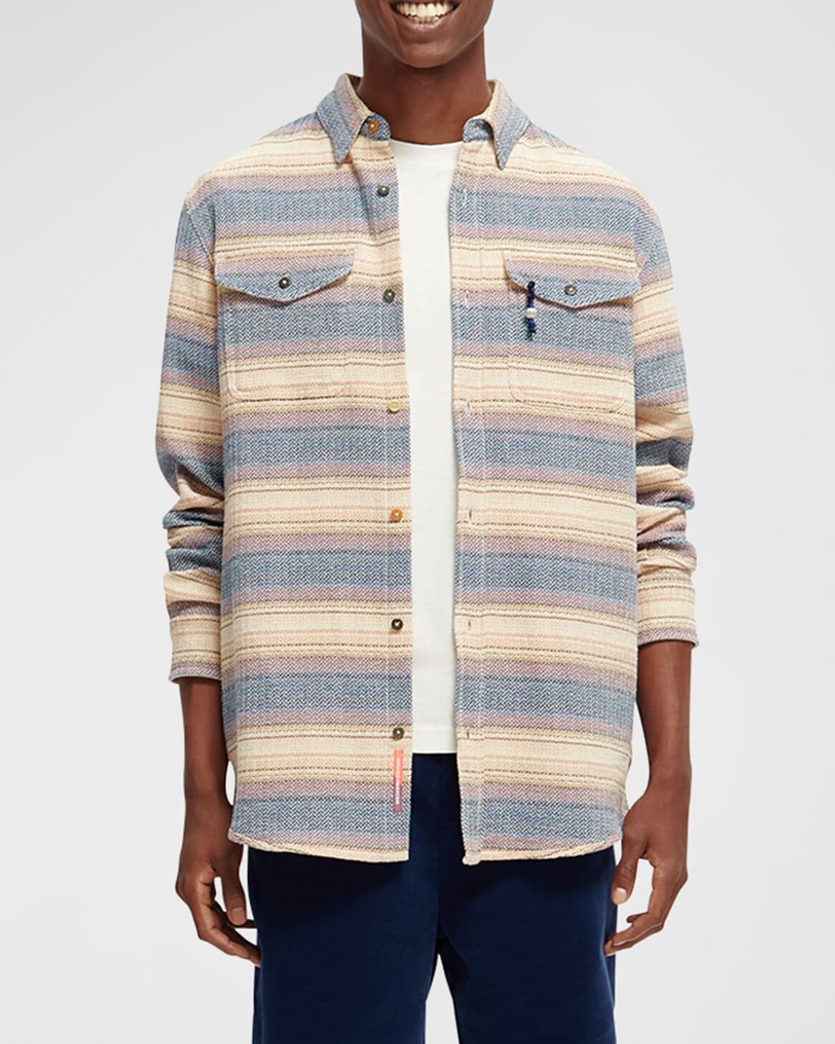 Scotch & Soda Men's Gradient Check Flannel Sport Shirt | Neiman Marcus