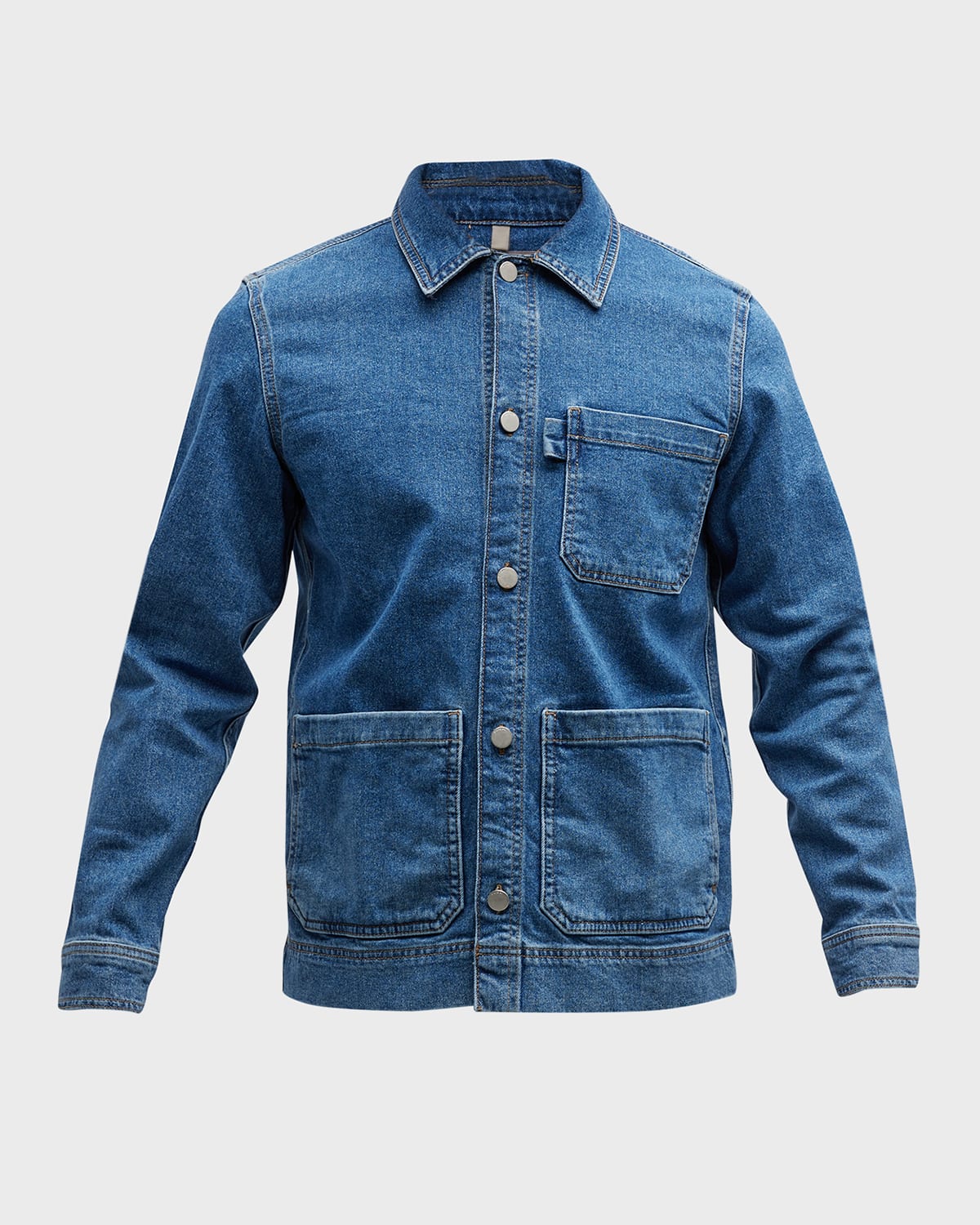 Balmain Men's Jacquard Monogram Denim Overshirt | Neiman Marcus