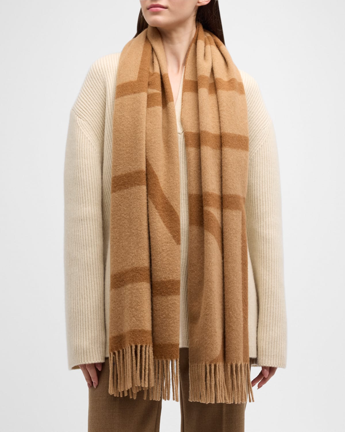 Toteme Monogram Wool-Cashmere Scarf | Neiman Marcus