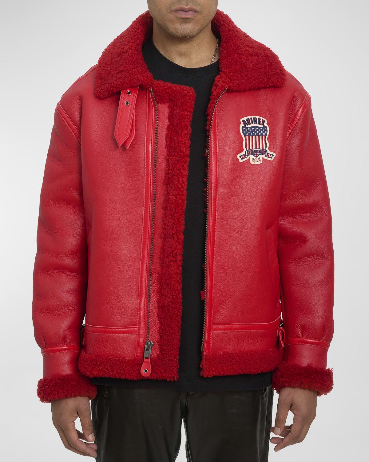 AVIREX Men's Bicolor Leather Varsity Jacket | Neiman Marcus