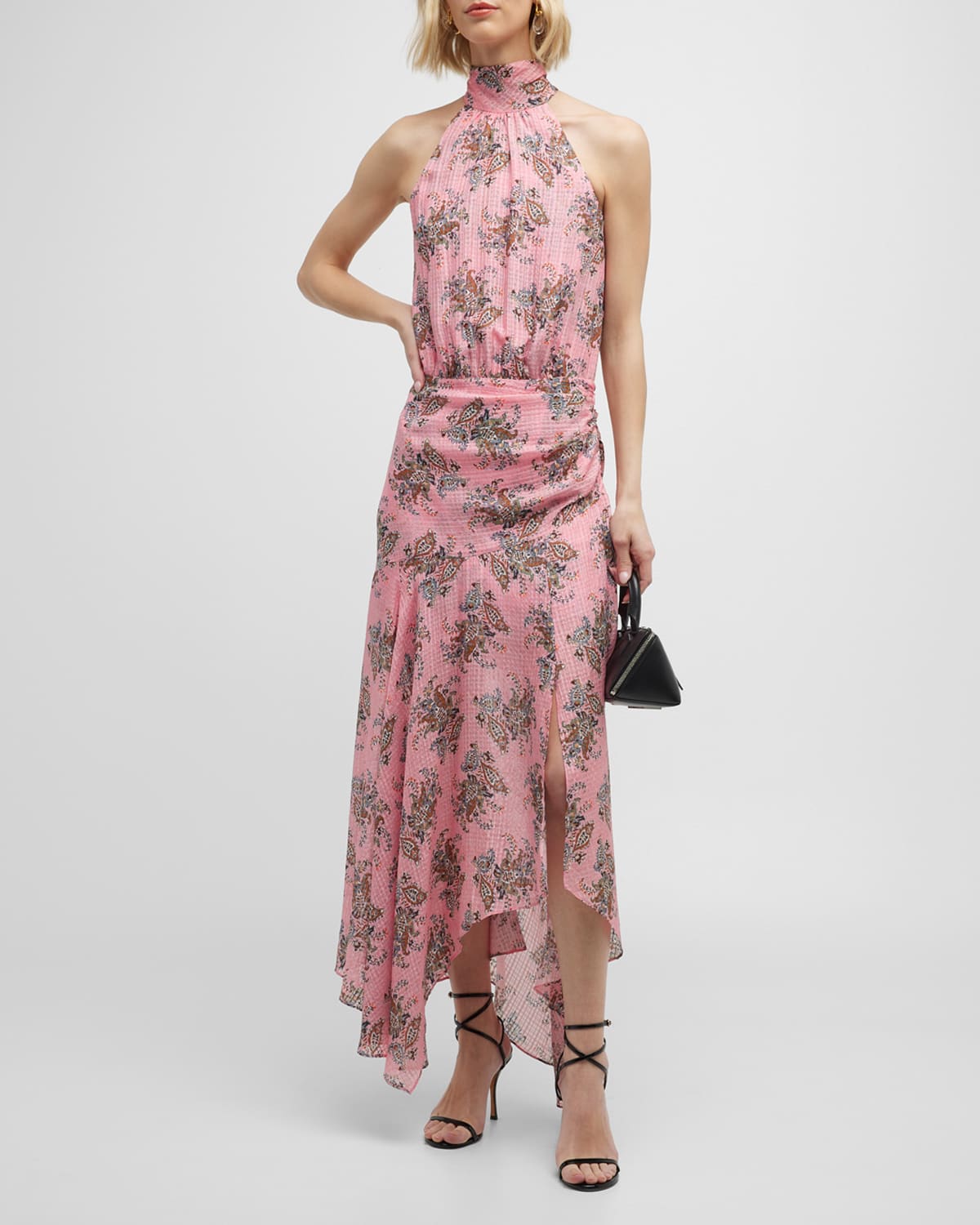 Veronica Beard Weiss Printed Long Sleeve Ruffle Maxi Dress | Neiman Marcus