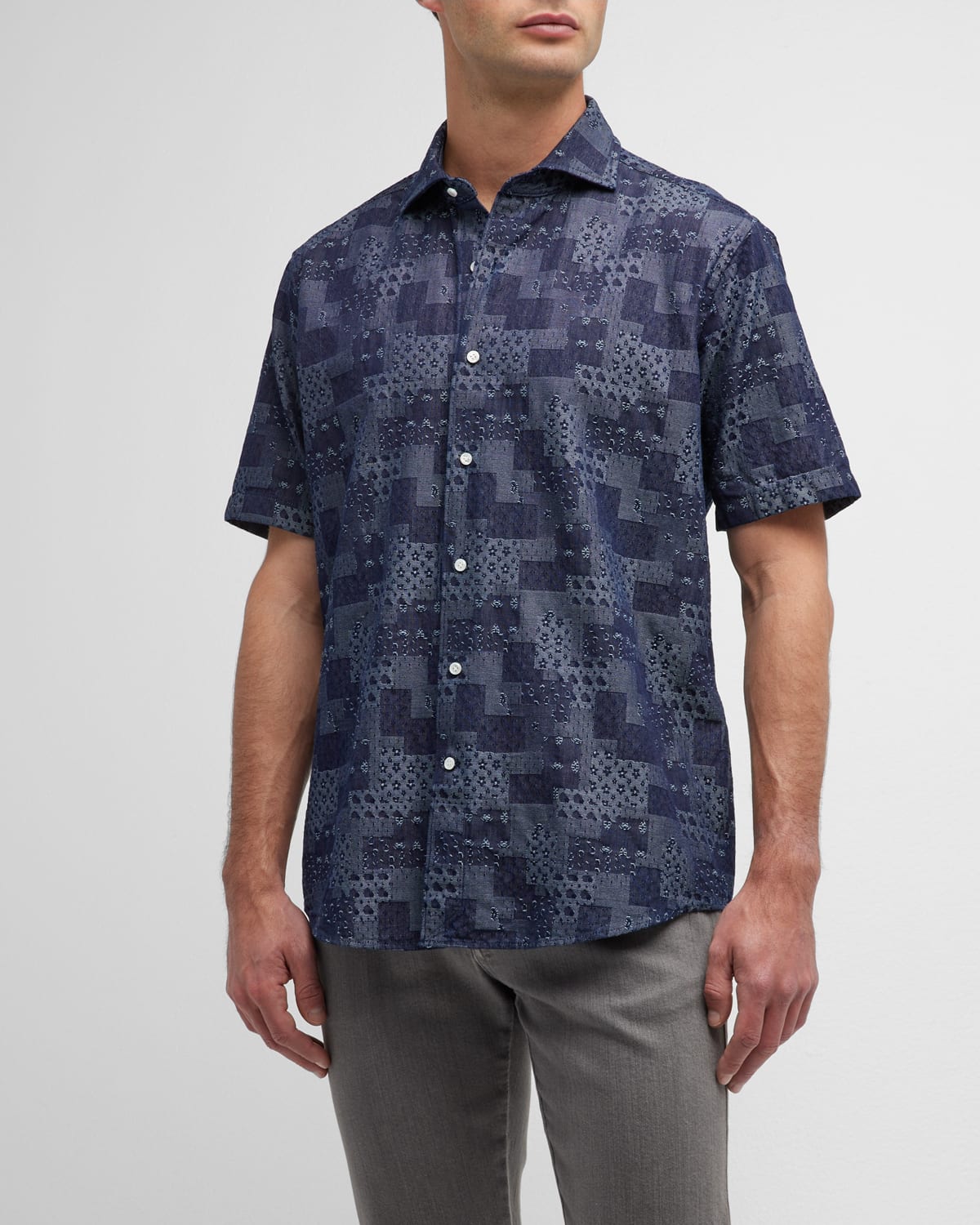 Peter Millar Men's Journeyman Cotton Sport Shirt | Neiman Marcus