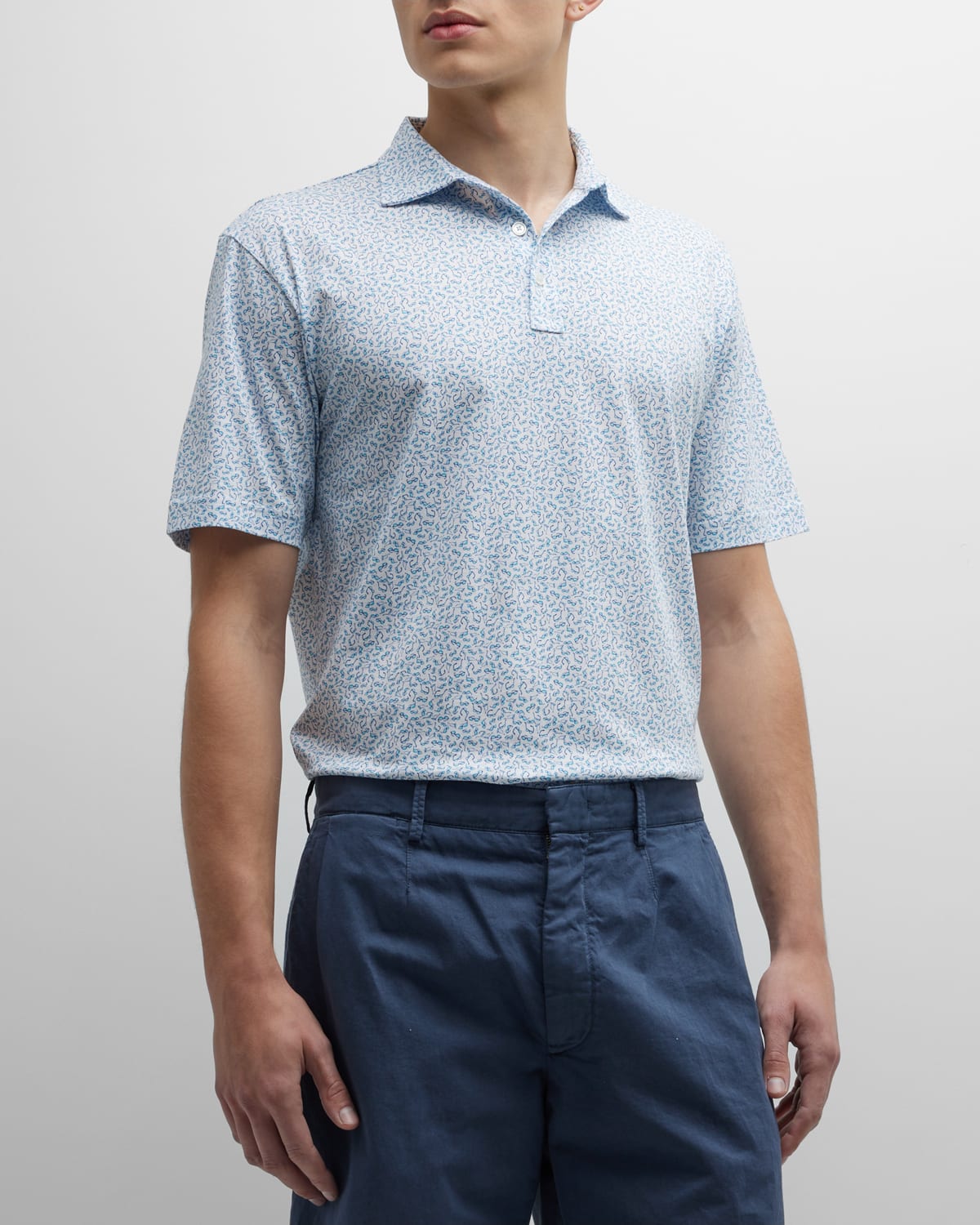 Peter Millar Men's Pilot Mill Palms-Print Polo Shirt | Neiman Marcus