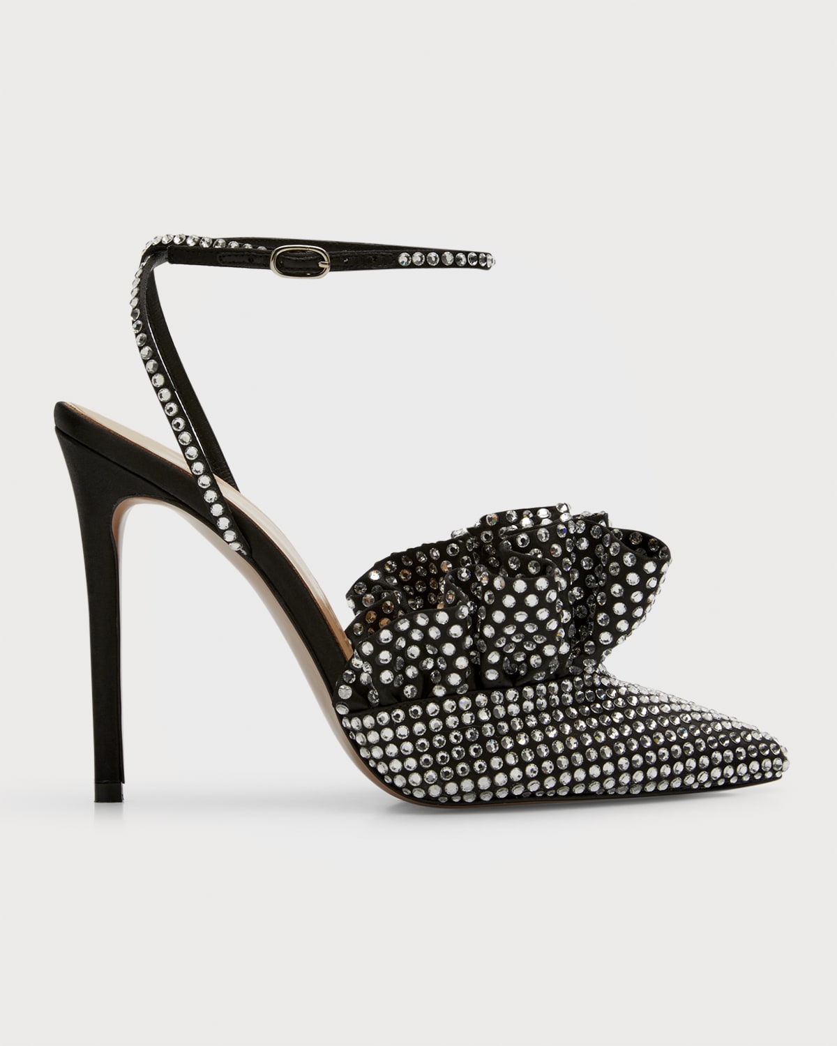 Andrea Wazen Franca Glitz Tulle Ruffle Ankle-Strap Pumps | Neiman Marcus