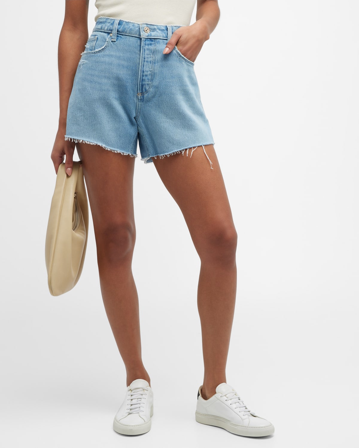 MOTHER The Scrapper Cut-Off Denim Shorts | Neiman Marcus