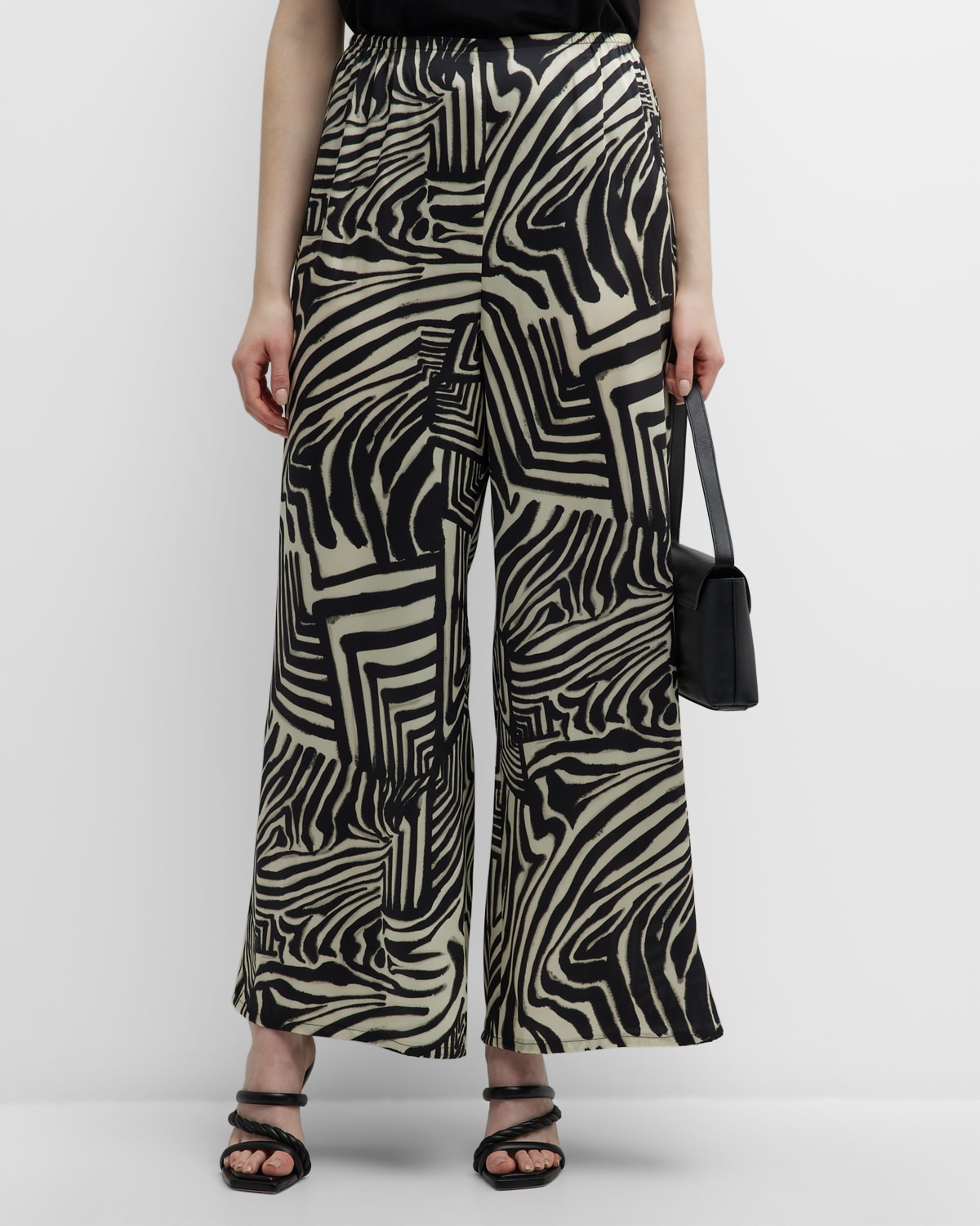 Caroline Rose On Safari Abstract-Print Twill Flare Pants | Neiman Marcus