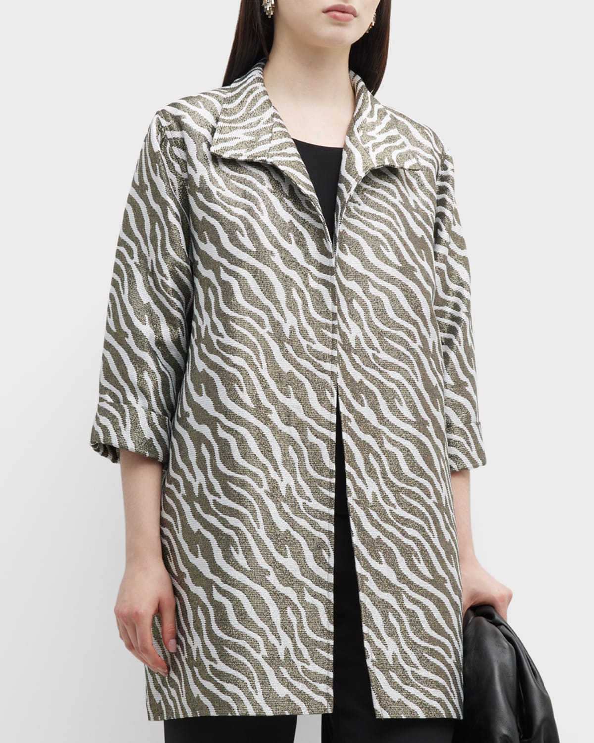 Caroline Rose Plus Plus Size Open-Front Floral Jacquard Jacket | Neiman ...