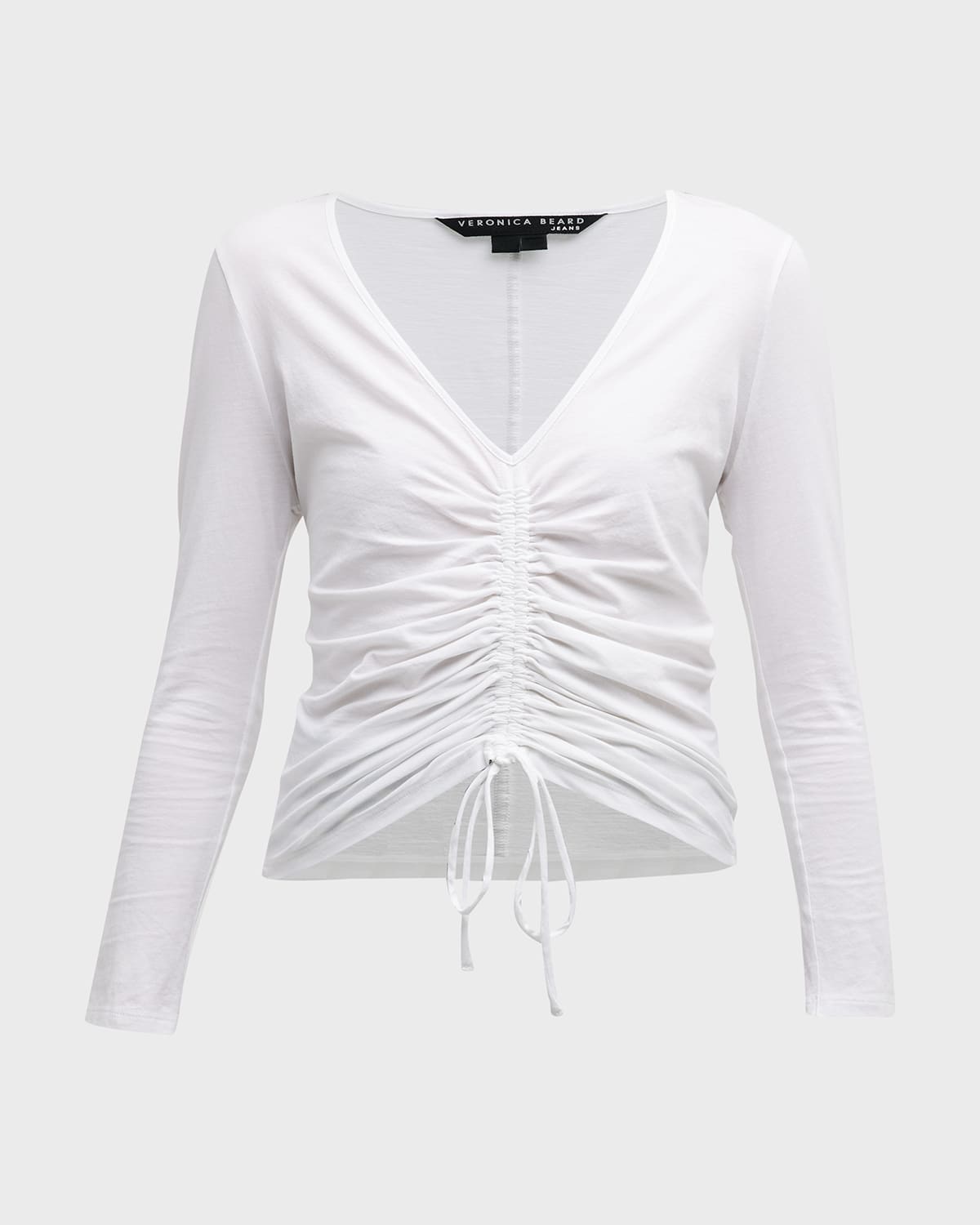 Veronica Beard Jeans Murray Ruched Henley Tee | Neiman Marcus