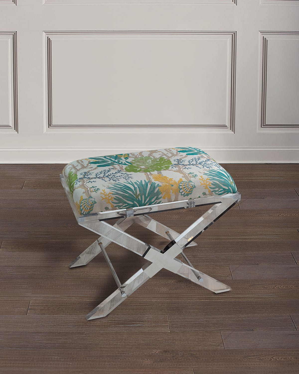 Port 68 Cross Lucite Tiger Bench | Neiman Marcus