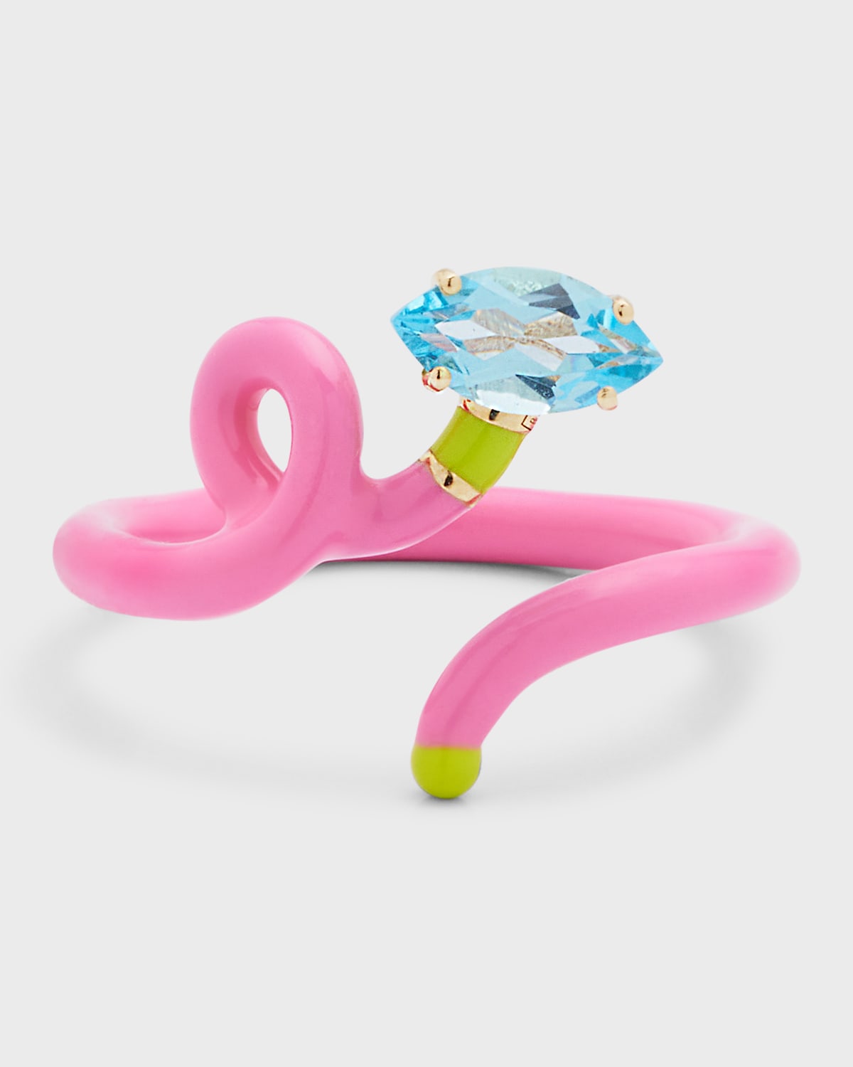 Bea Bongiasca Wow Mini Snake Ring with Lime Green and Mint Enamel | Neiman Marcus