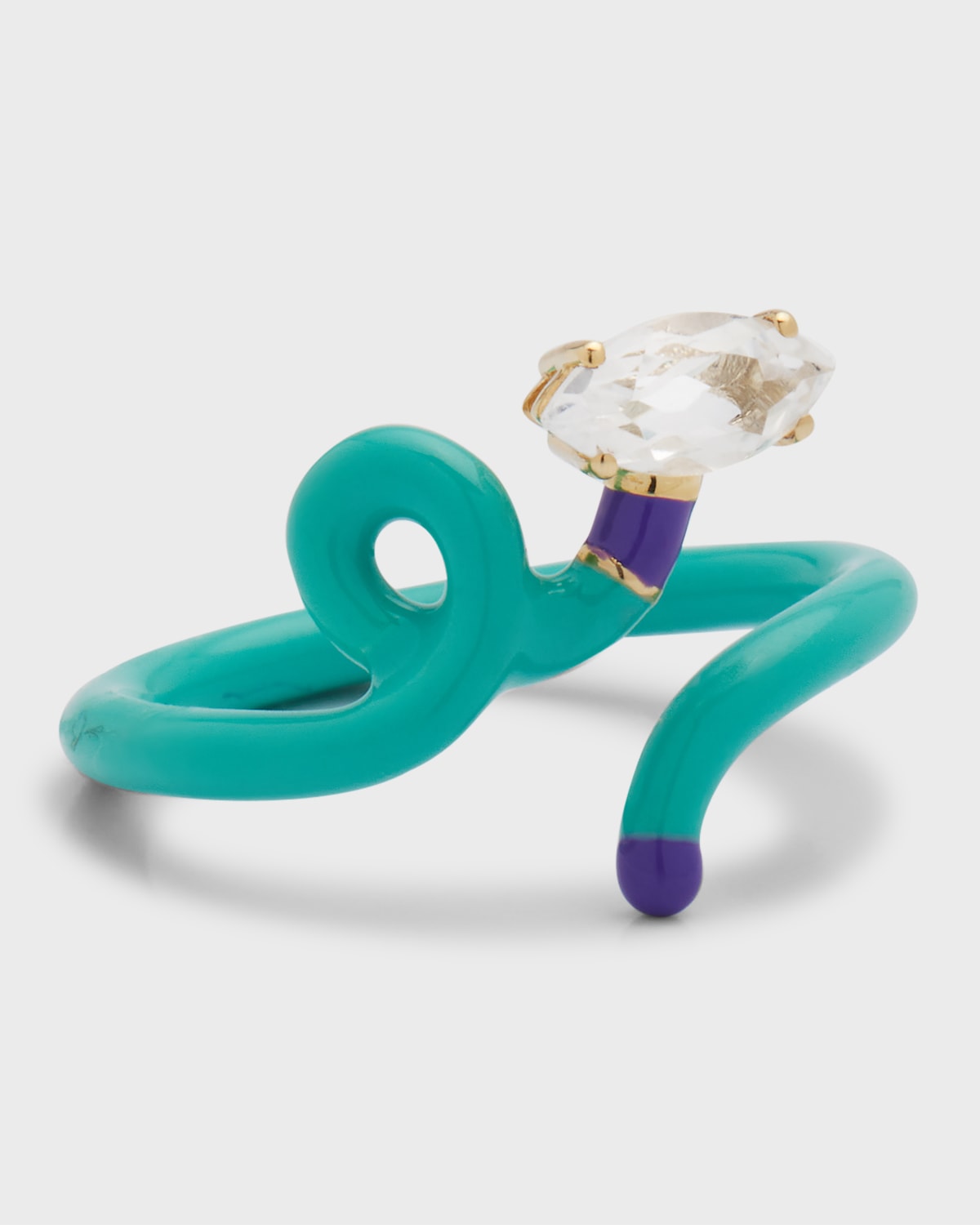 Bea Bongiasca Wow Mini Snake Ring with Lime Green and Mint Enamel ...