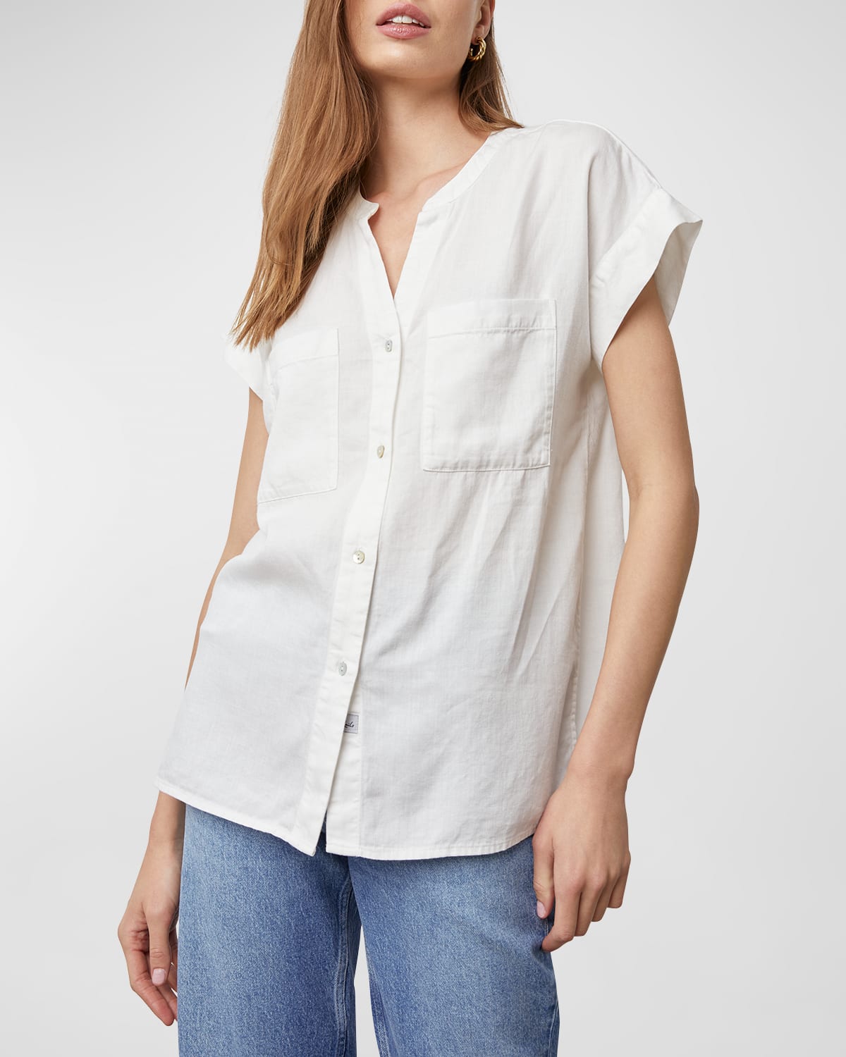 Rails Ellis Cotton Gauze Button-Front Shirt | Neiman Marcus