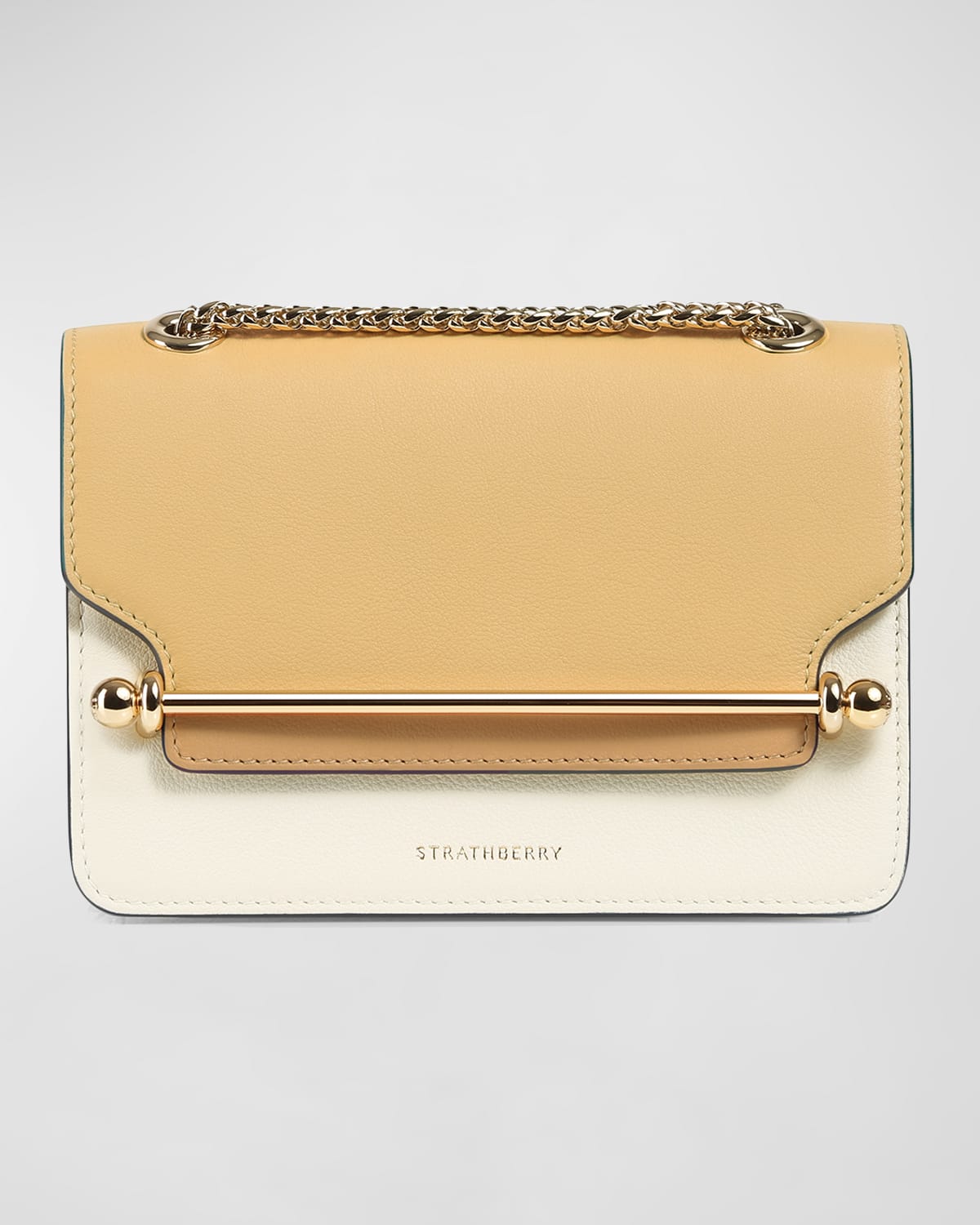STRATHBERRY East-West Tricolor Leather Chain Shoulder Bag | Neiman Marcus