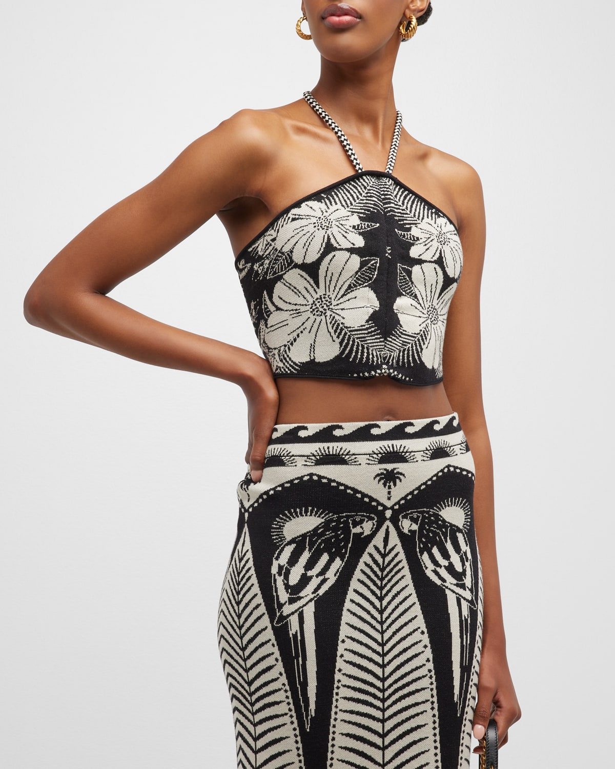 Farm Rio Macaw Elegance Black Maxi Dress | Neiman Marcus