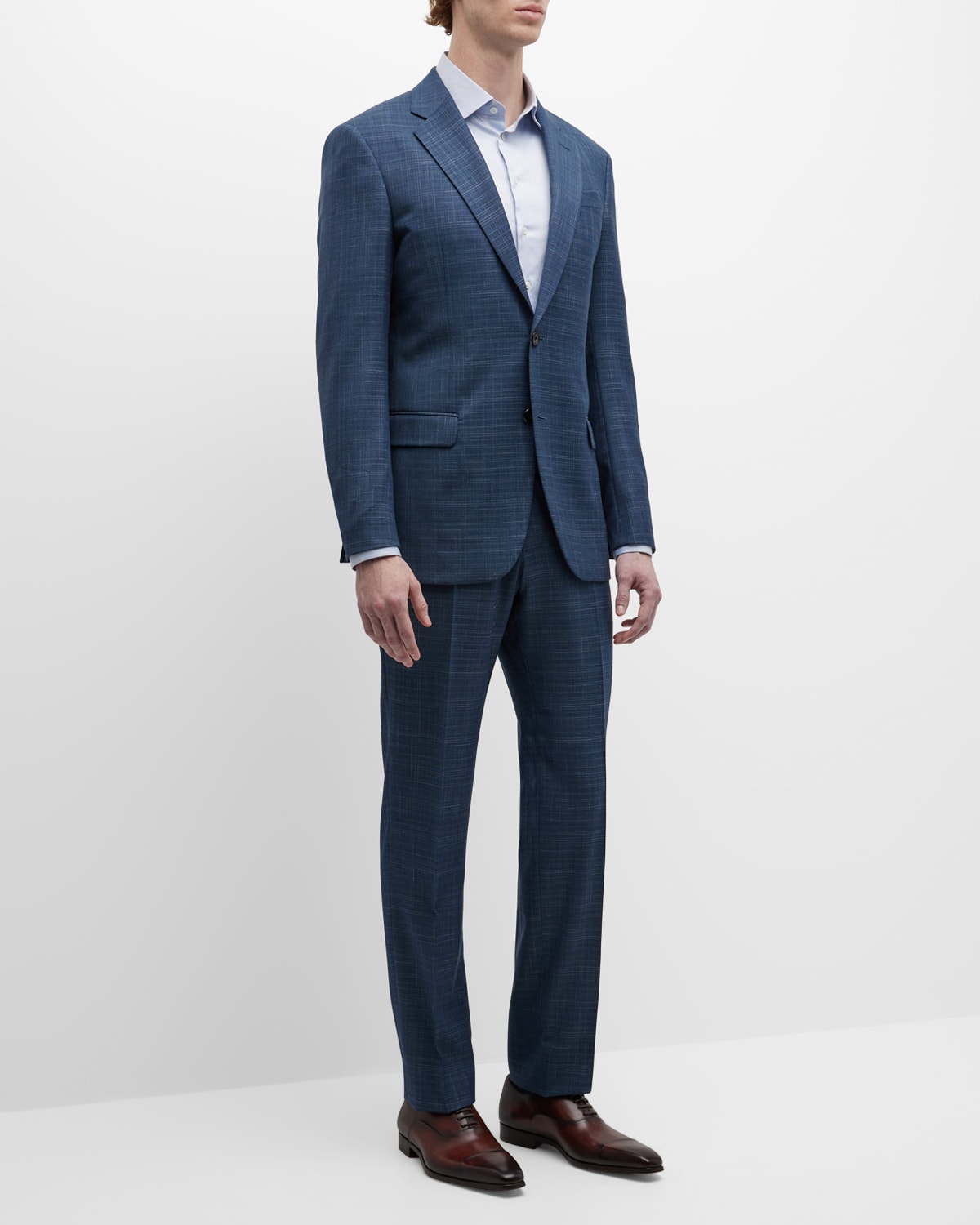 Emporio Armani Men's Screen Plaid Wool Suit | Neiman Marcus