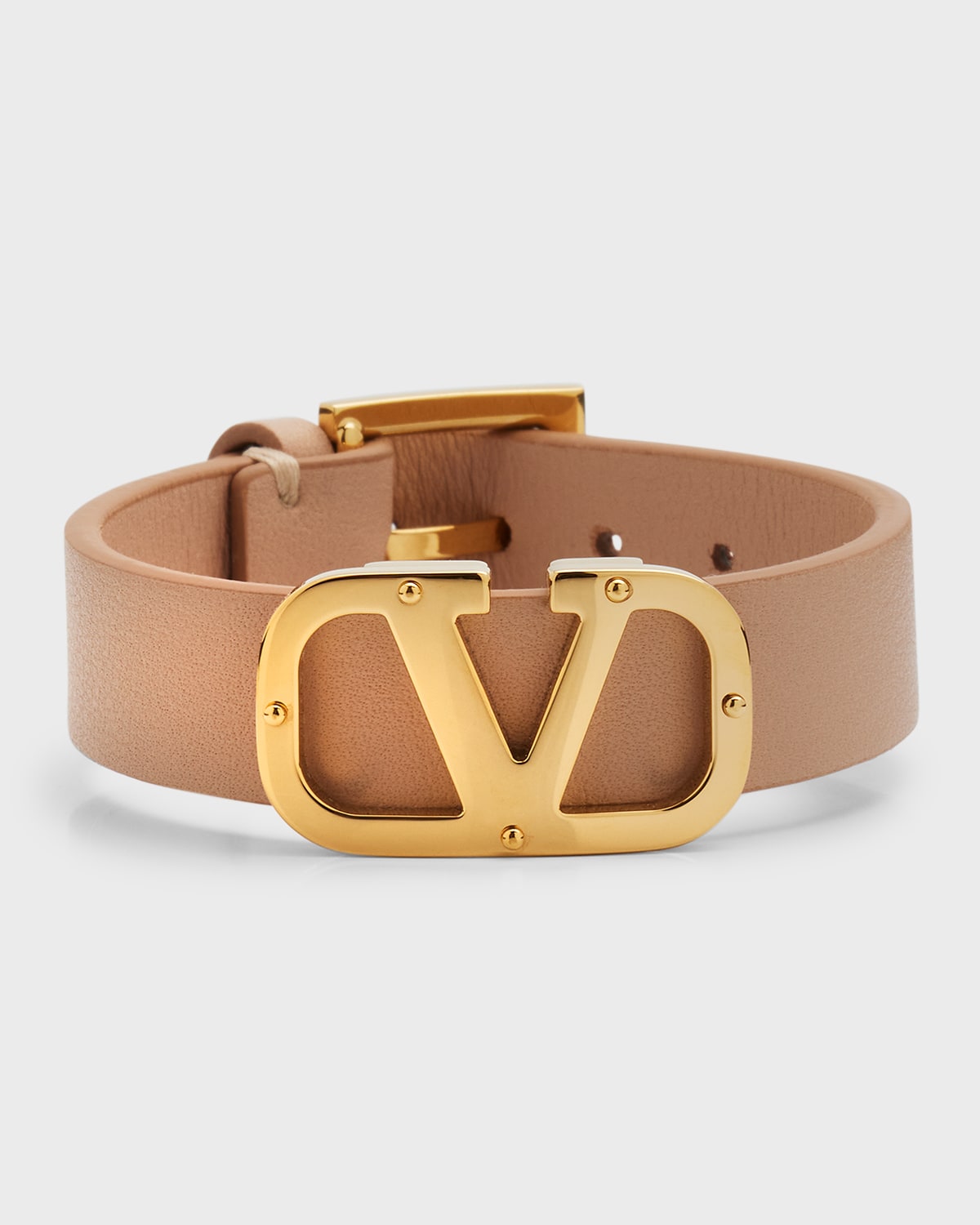 Valentino Garavani Strass V-Logo Signature Leather Bracelet, Black ...