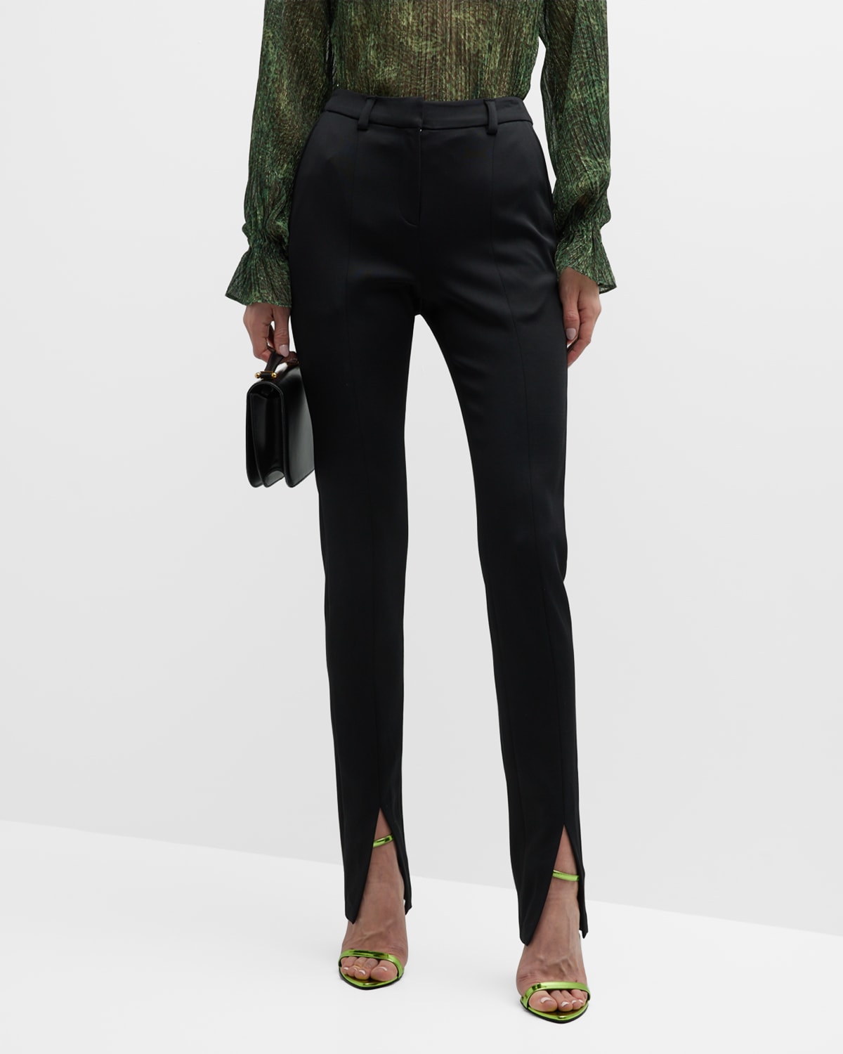 Khaite Roonie High-Rise Slit Cuff Pants | Neiman Marcus
