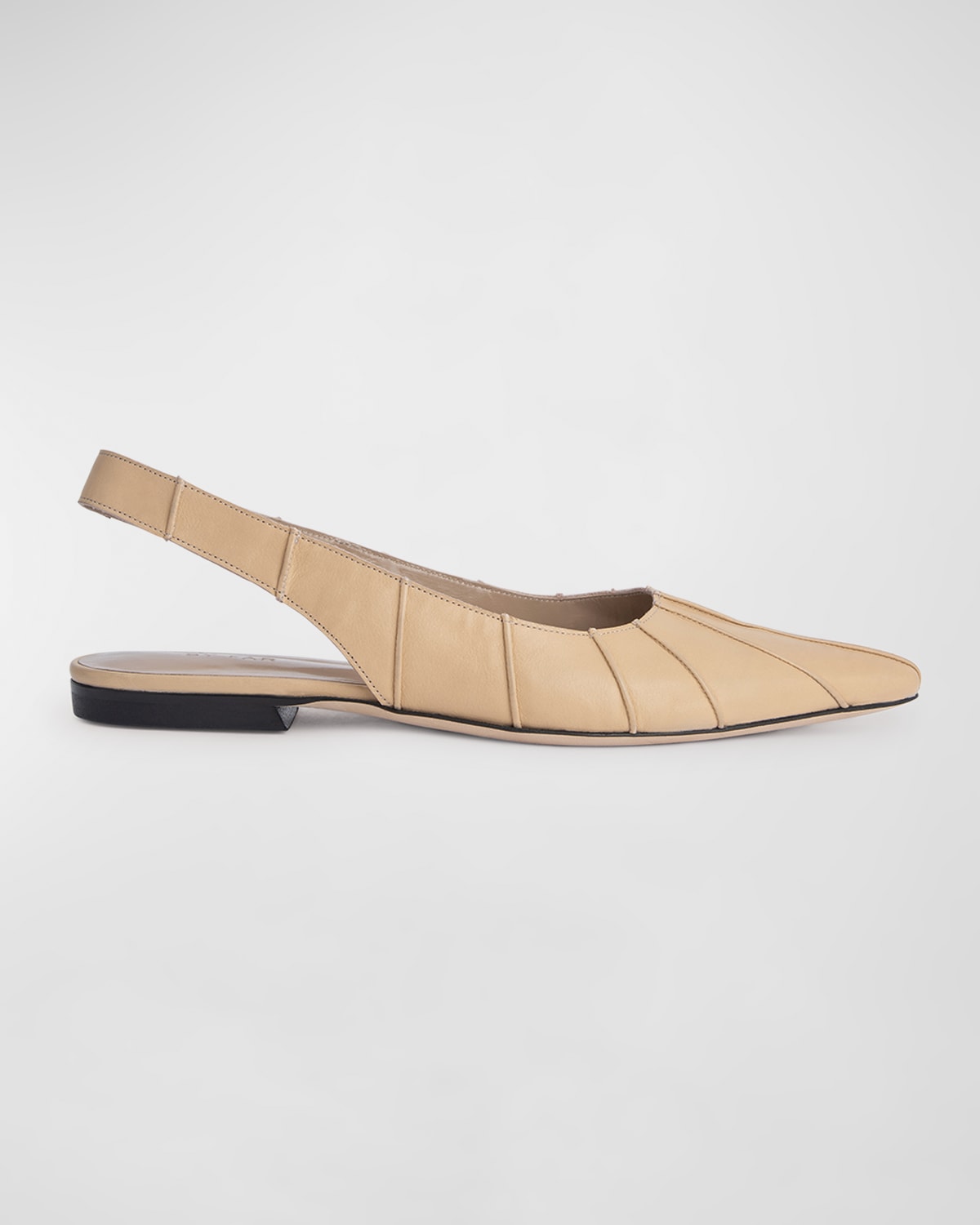 Ganni Buckle Leather Ballerina Slingback Flats | Neiman Marcus