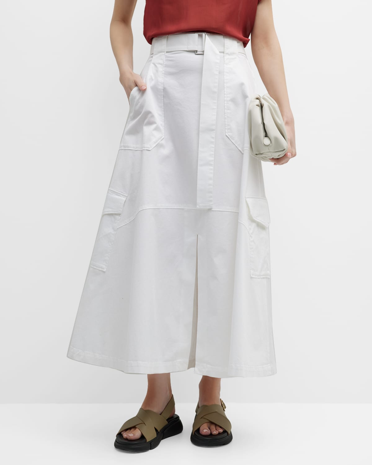 Collina Strada Stomp Plaid A-Line Maxi Cargo Skirt | Neiman Marcus