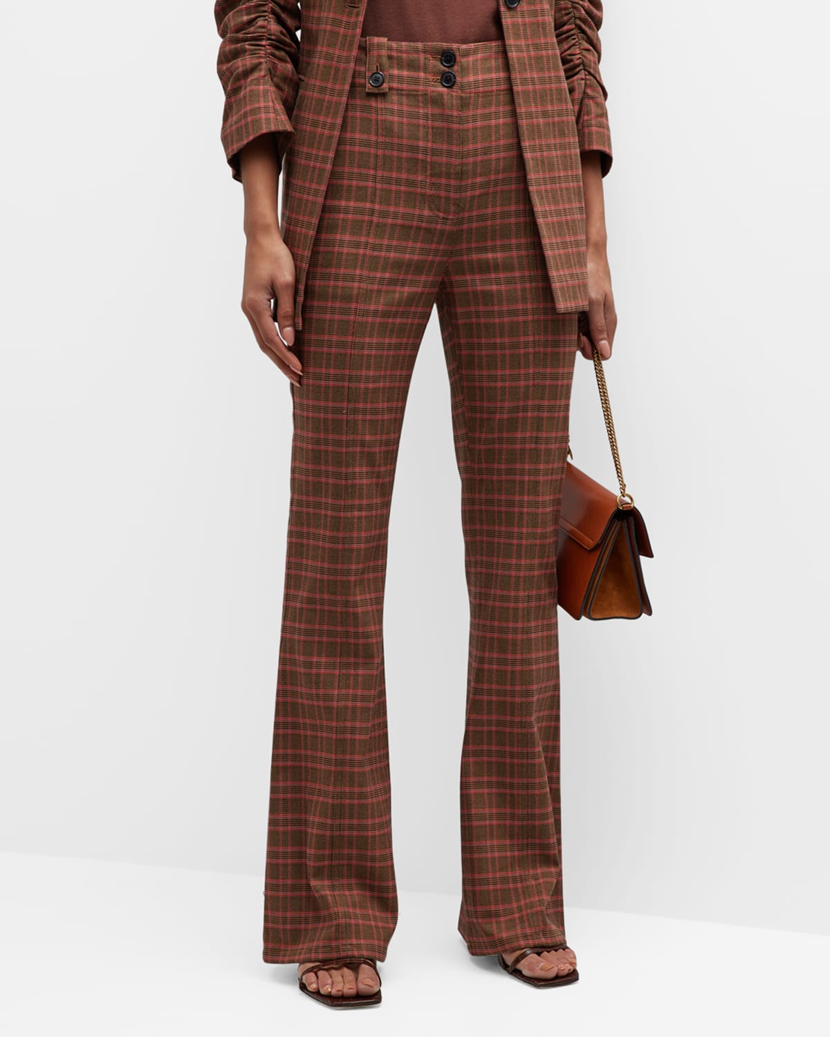 Derek Lam 10 Crosby Noor Seamed Straight-Leg Twill Pants | Neiman Marcus