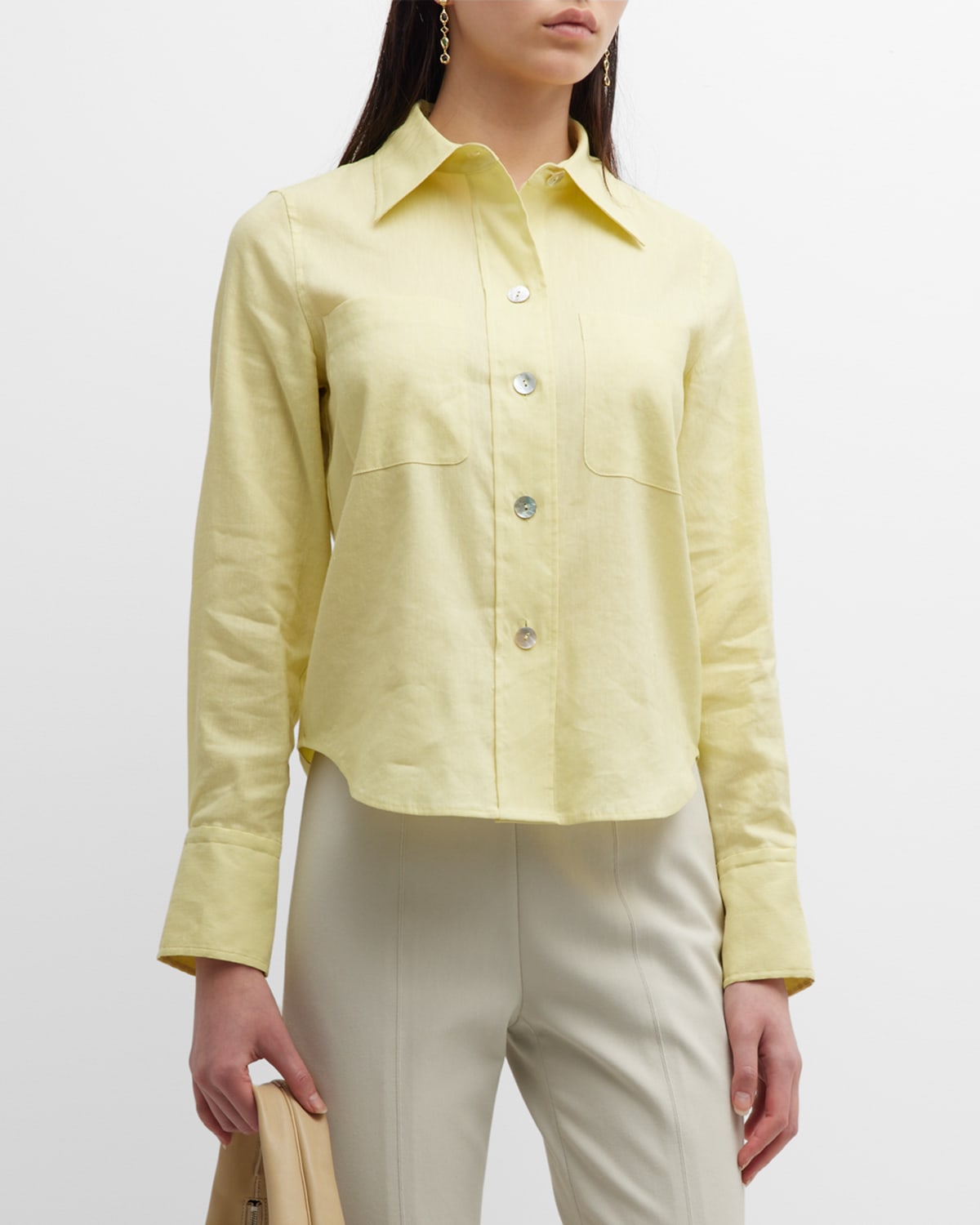 Vince Relaxed Linen Button-Front Shirt | Neiman Marcus