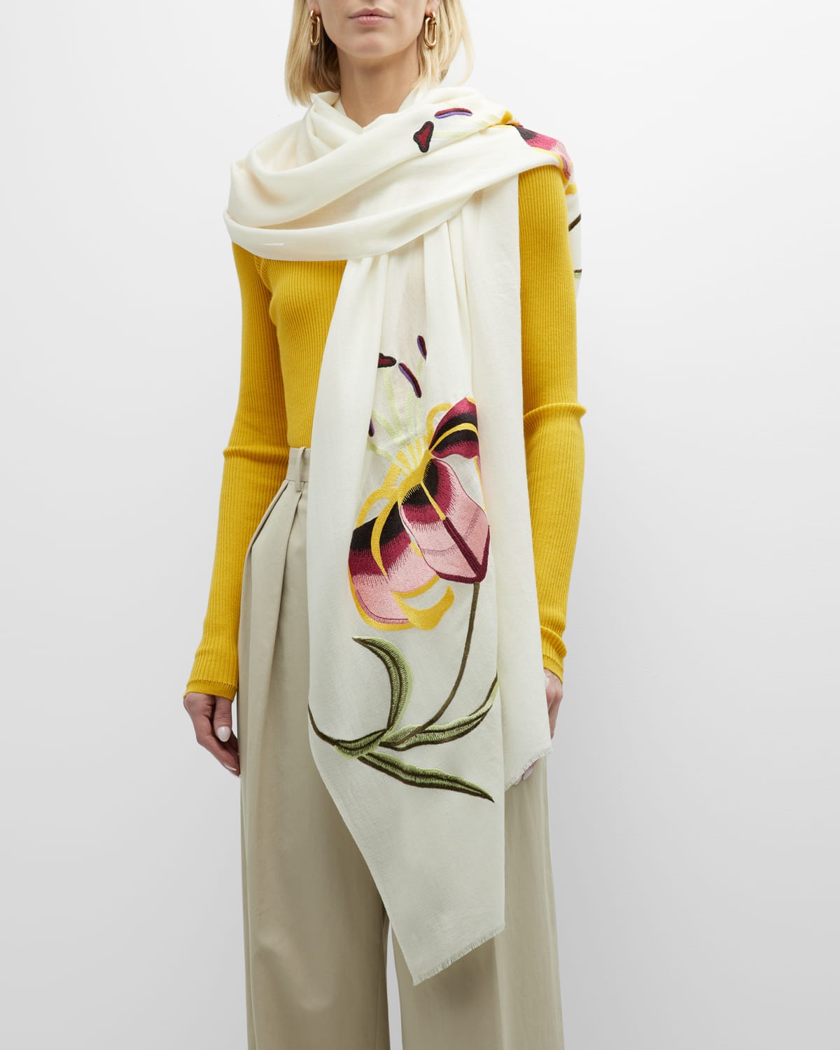 Janavi India Everything You Desire Merino Wool-Silk Scarf | Neiman Marcus