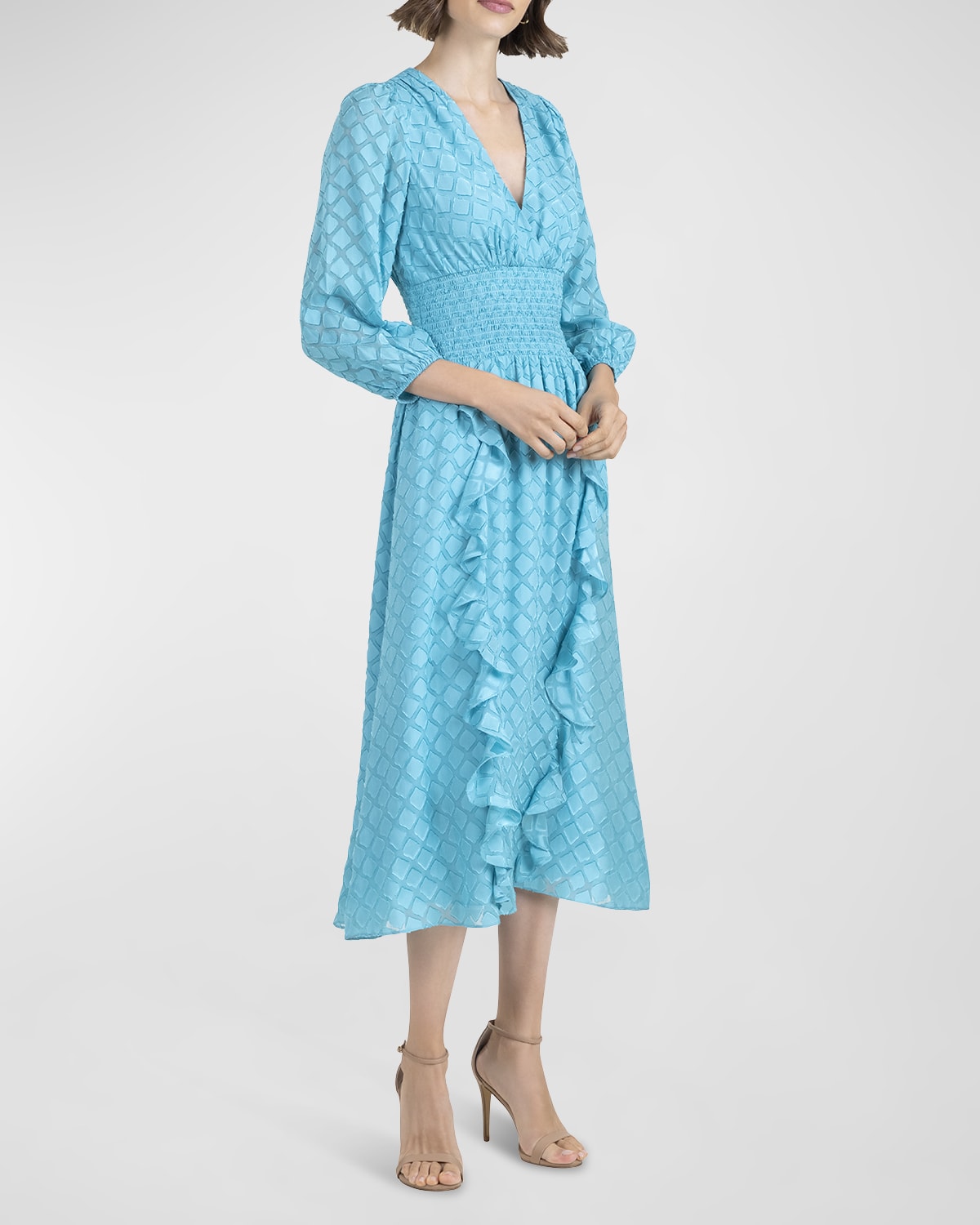 Shoshanna Marie Cascading Ruffle Midi Dress | Neiman Marcus