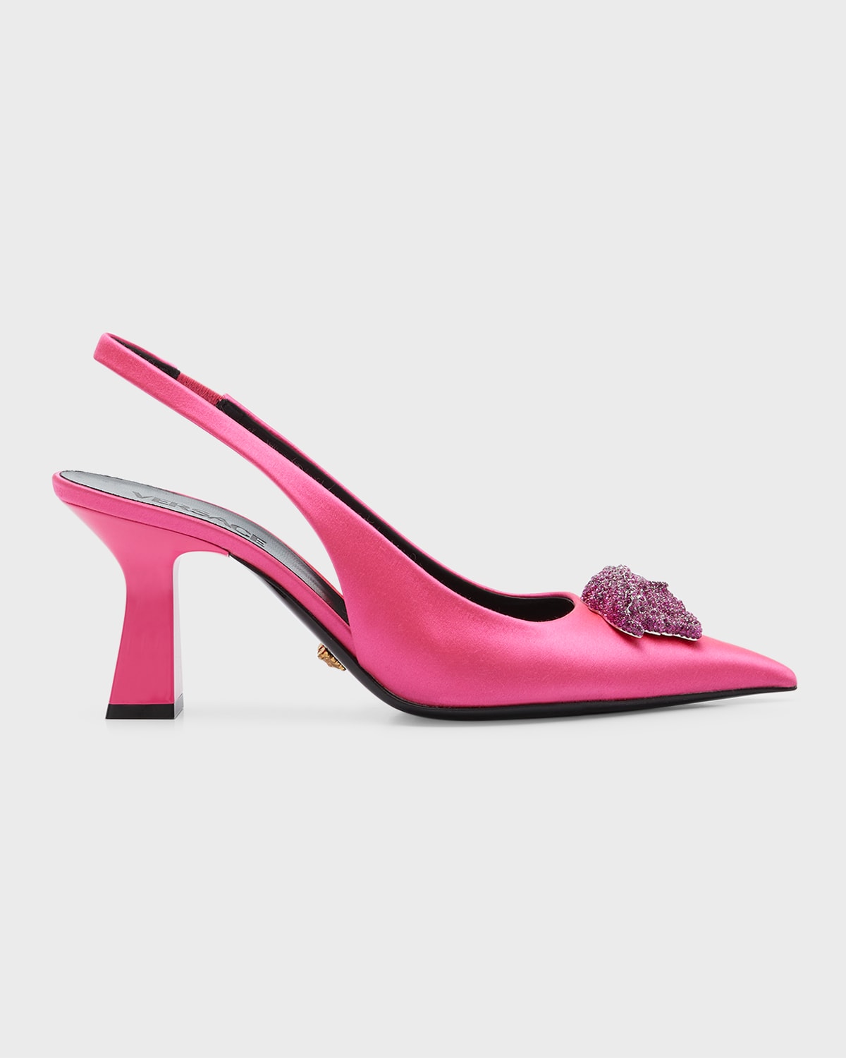 Versace La Medusa Satin Slingback Pumps | Neiman Marcus