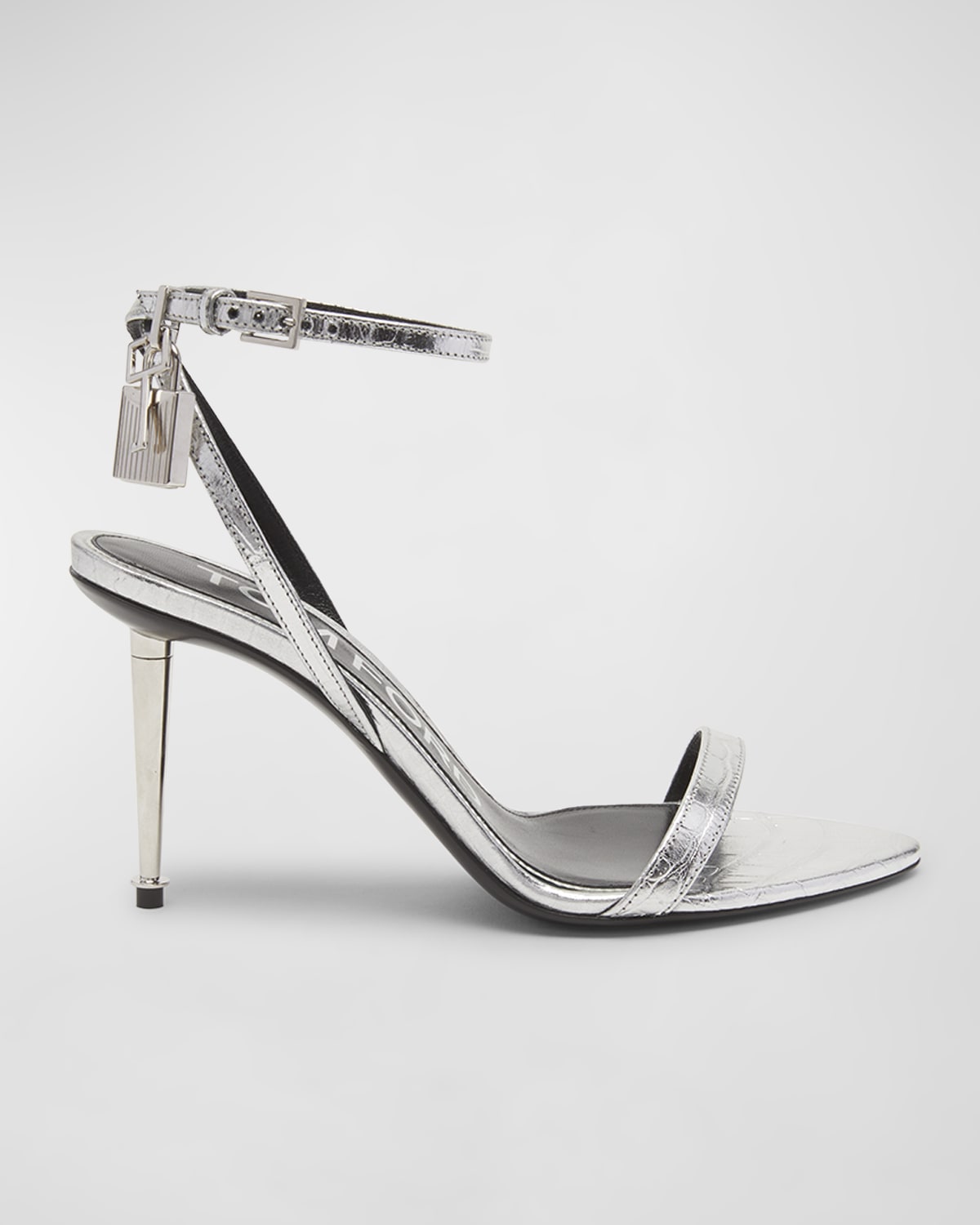 TOM FORD Lock Metallic Ankle-Strap Pumps | Neiman Marcus