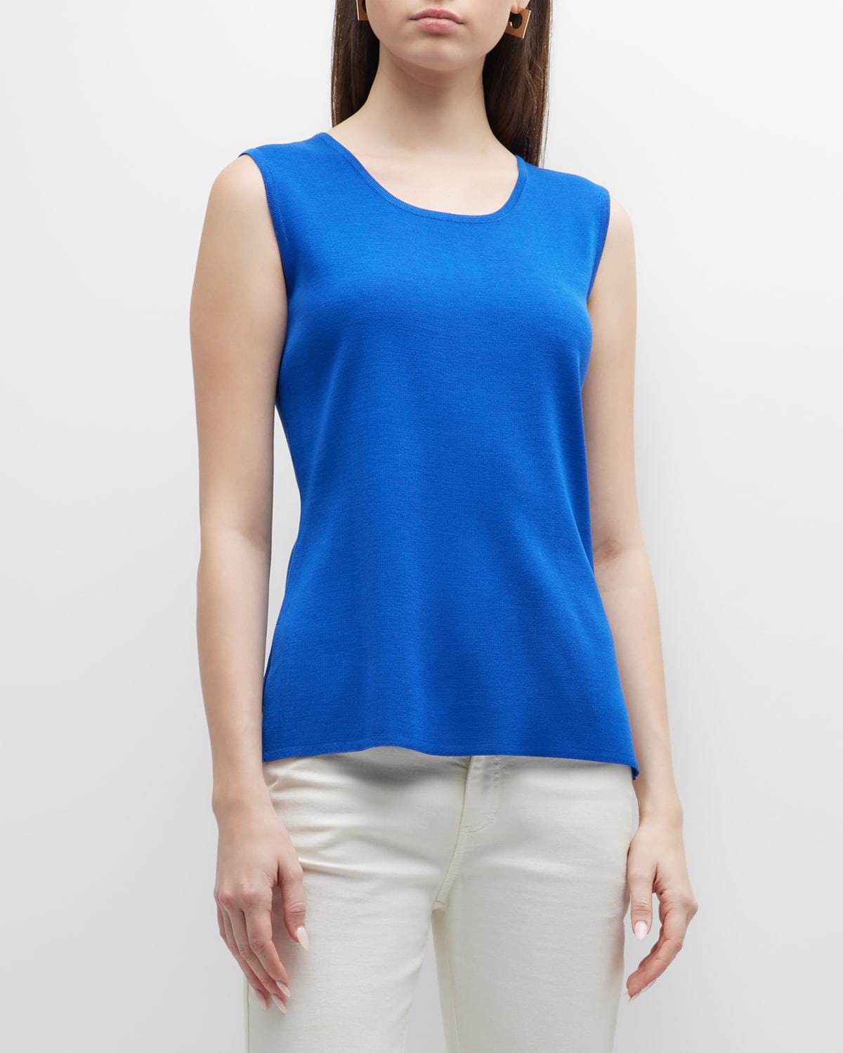 Misook Side-Slit Crewneck Knit Tank | Neiman Marcus
