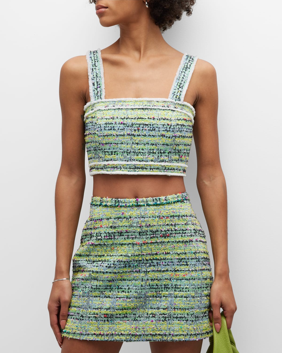 RECTO Tara Tweed Embroidered Crop Top | Neiman Marcus