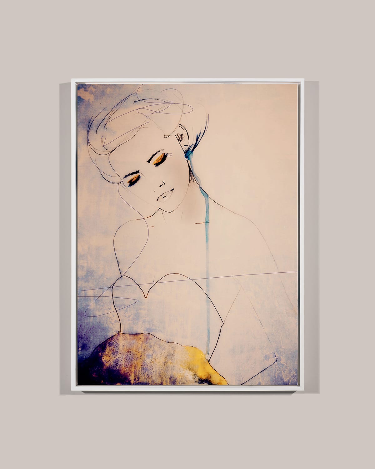 Yoffi "Blue Monstera" Framed Giclee | Neiman Marcus