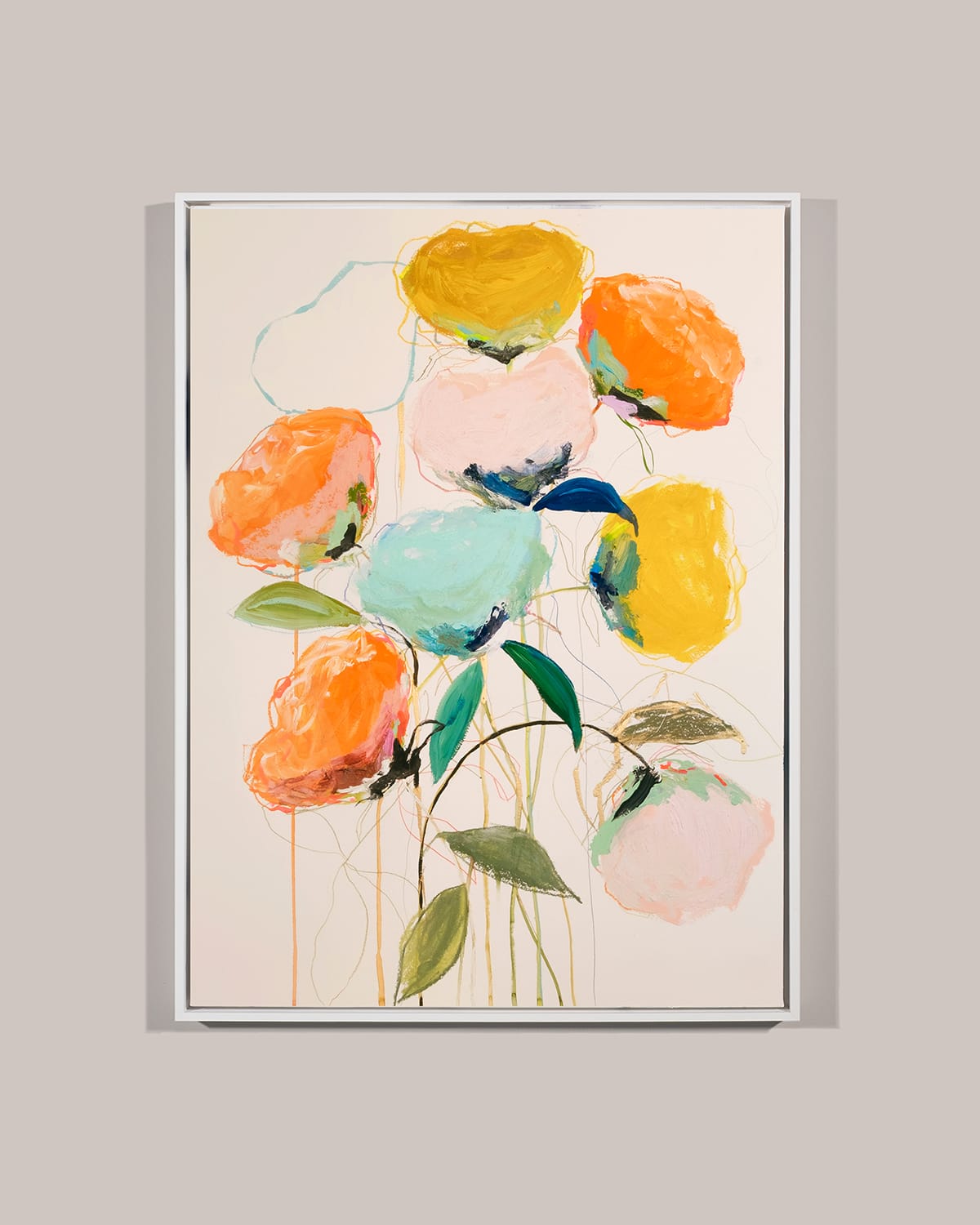Yoffi "Blue Monstera" Framed Giclee | Neiman Marcus